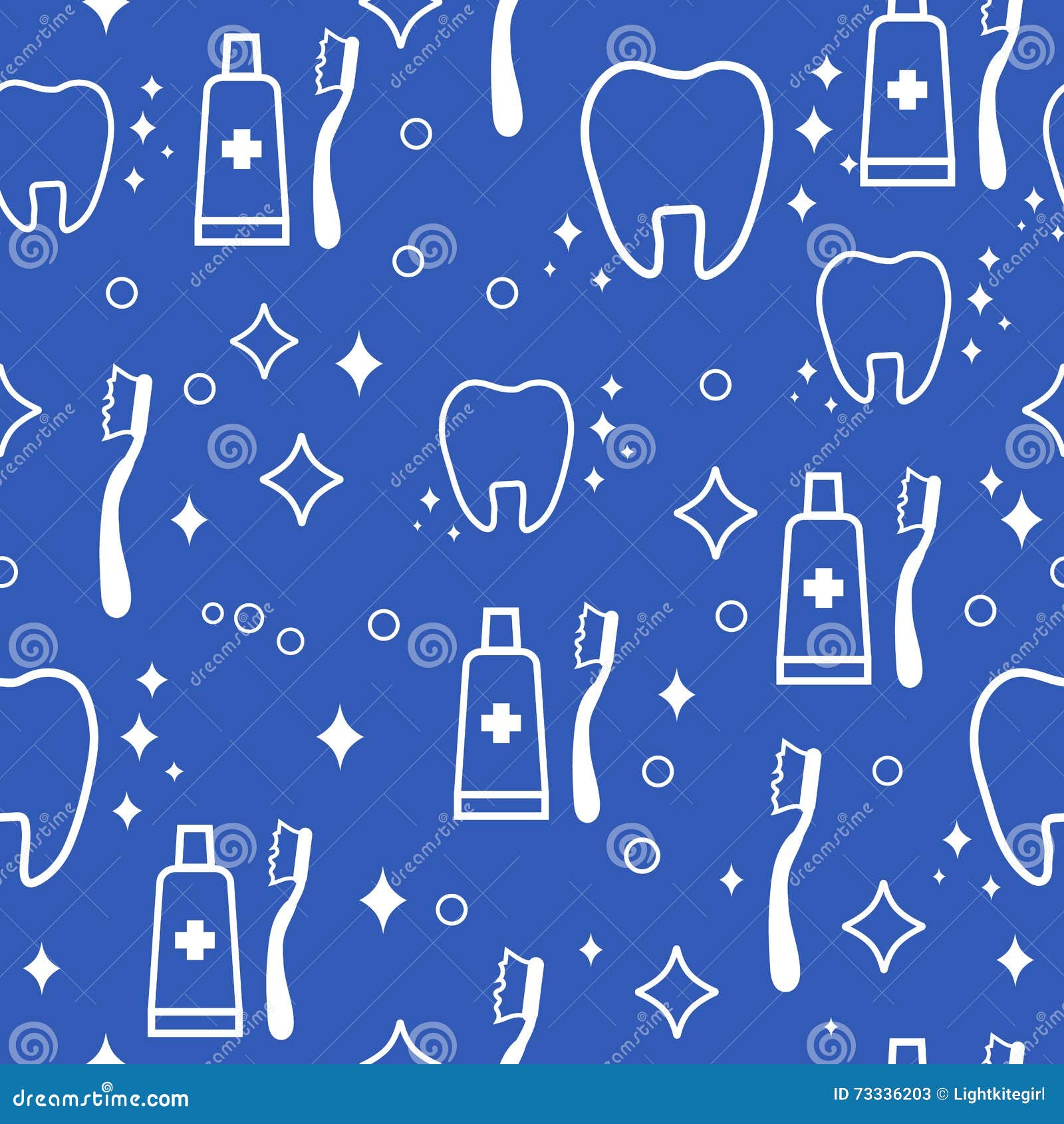 Vector Dental Seamless Pattern. White Teeth on Blue Background Stock ...