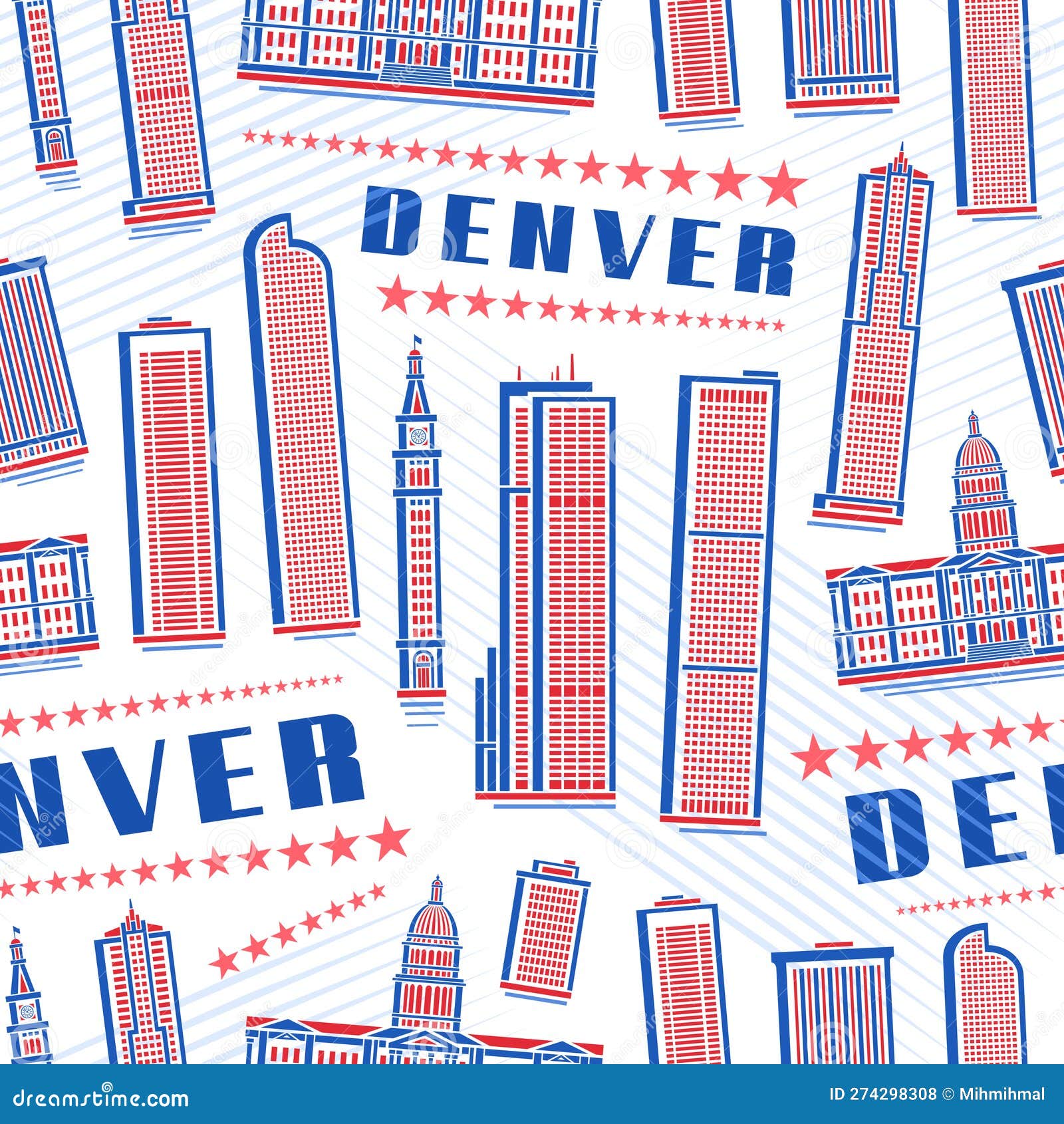 Vector Denver Seamless Pattern Stock Vector - Illustration of outline ...