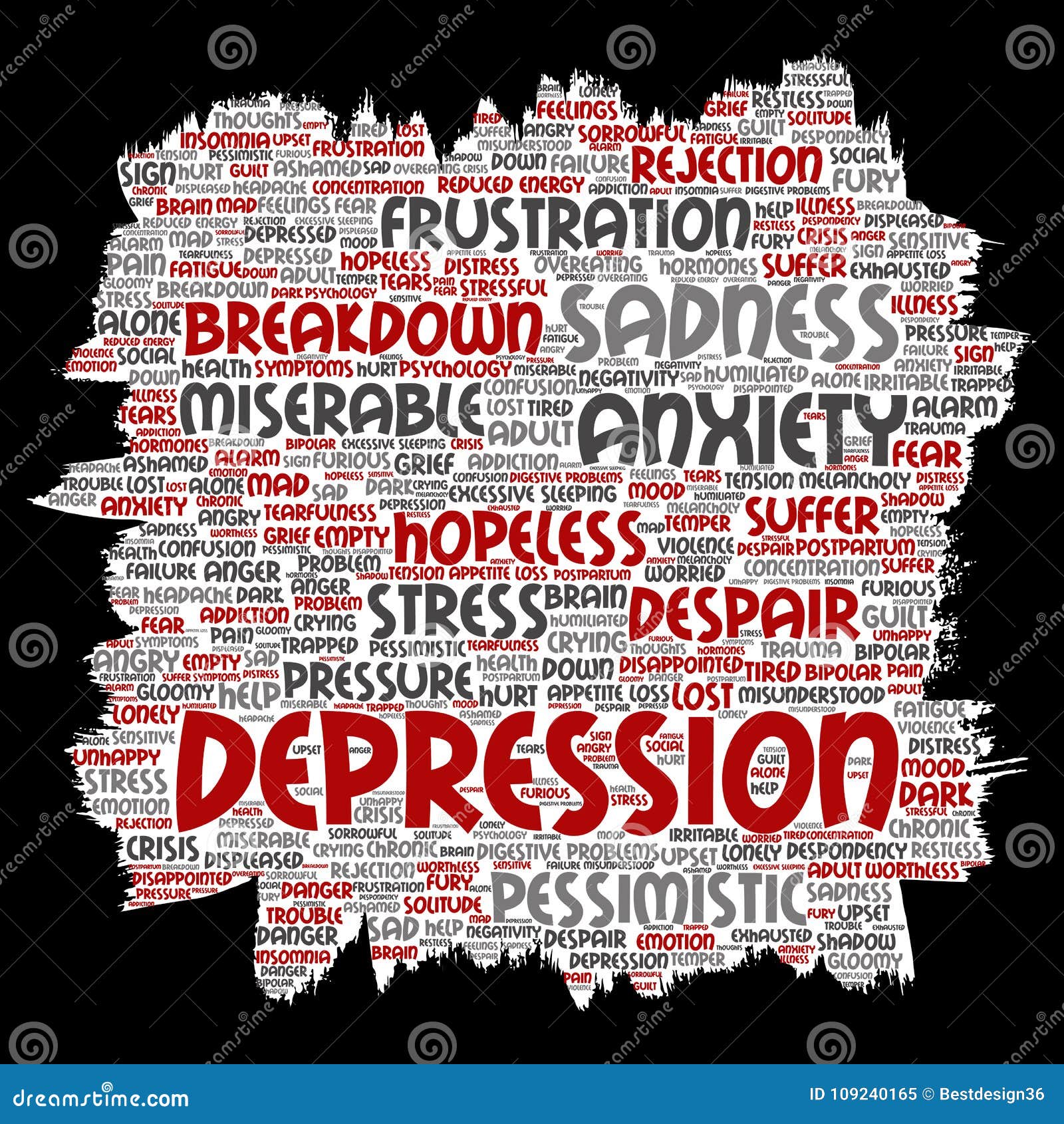 Vector Depression Or Mental Emotional Disorder Problem Hand Print Stamp ...