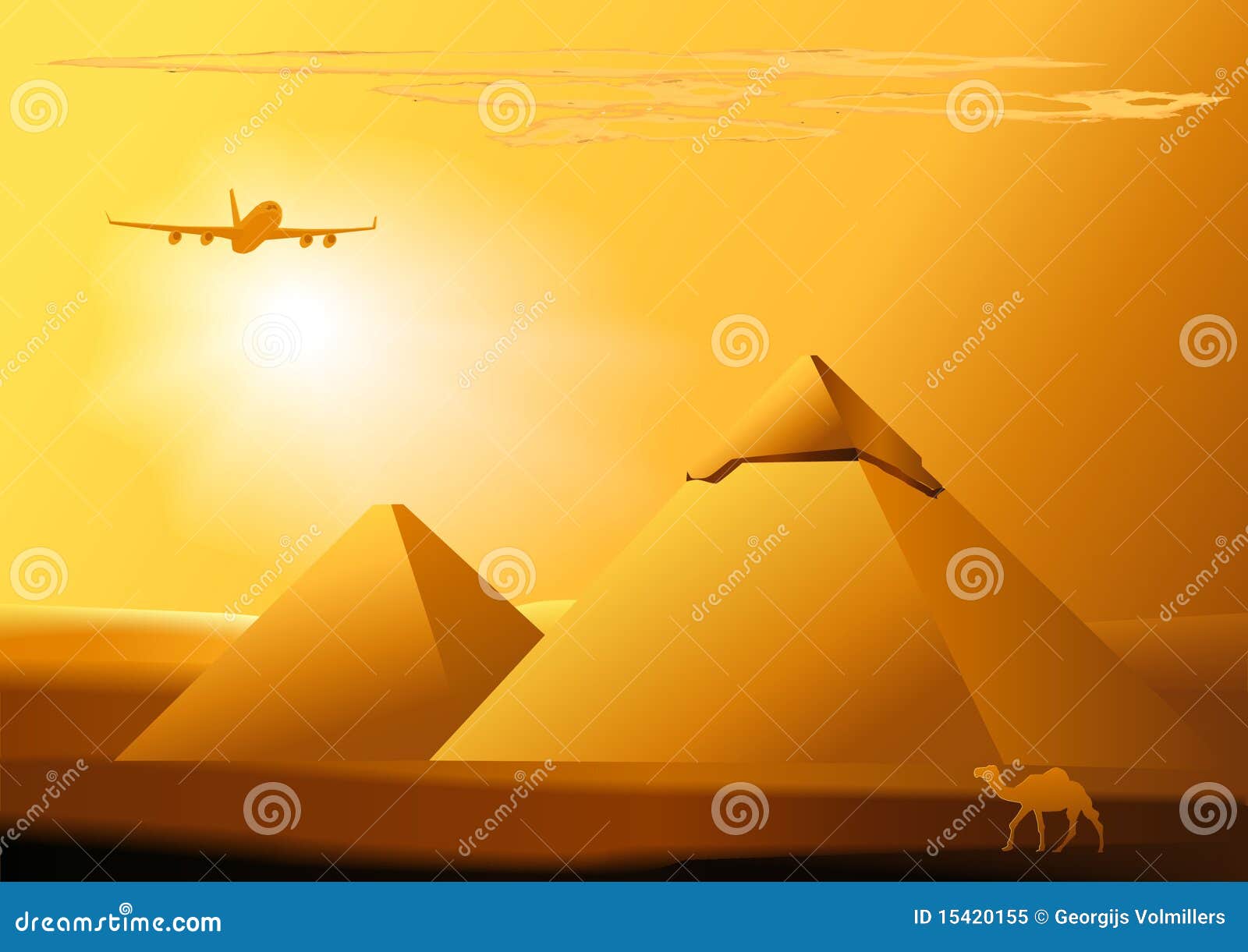 Vector Desert,camel,jet, Piramid Stock Vector - Illustration of desert ...