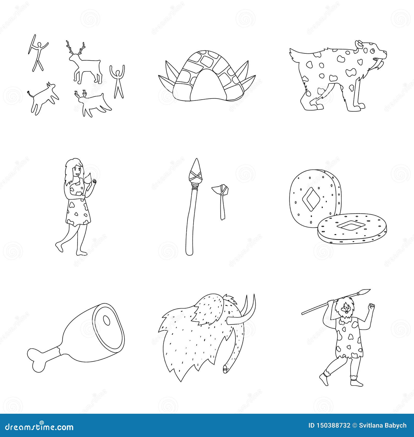 Isolated Object of Ancient and Primitive Sign. Collection of Ancient ...