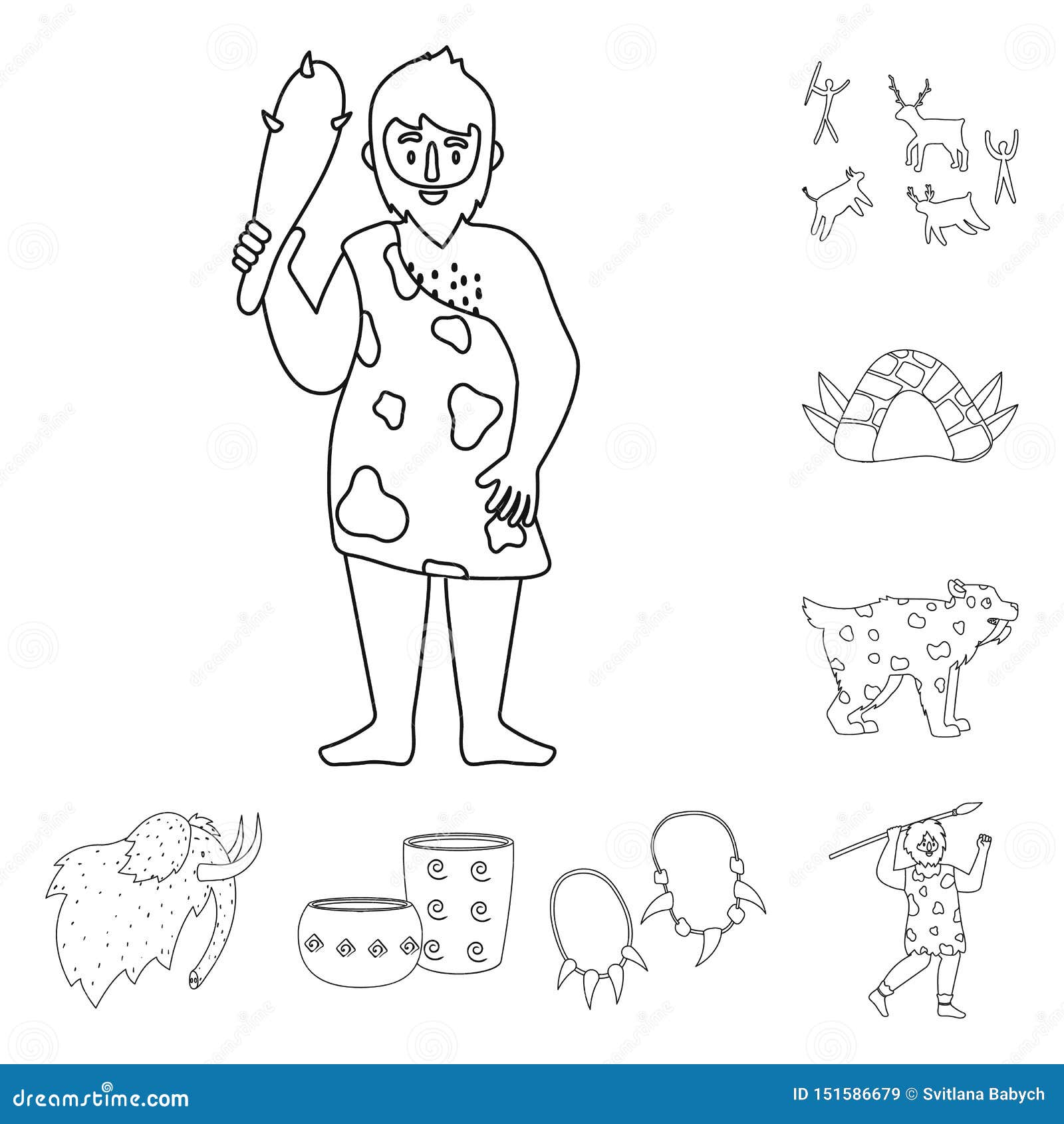 Isolated Object of Ancient and Primitive Symbol. Collection of Ancient ...