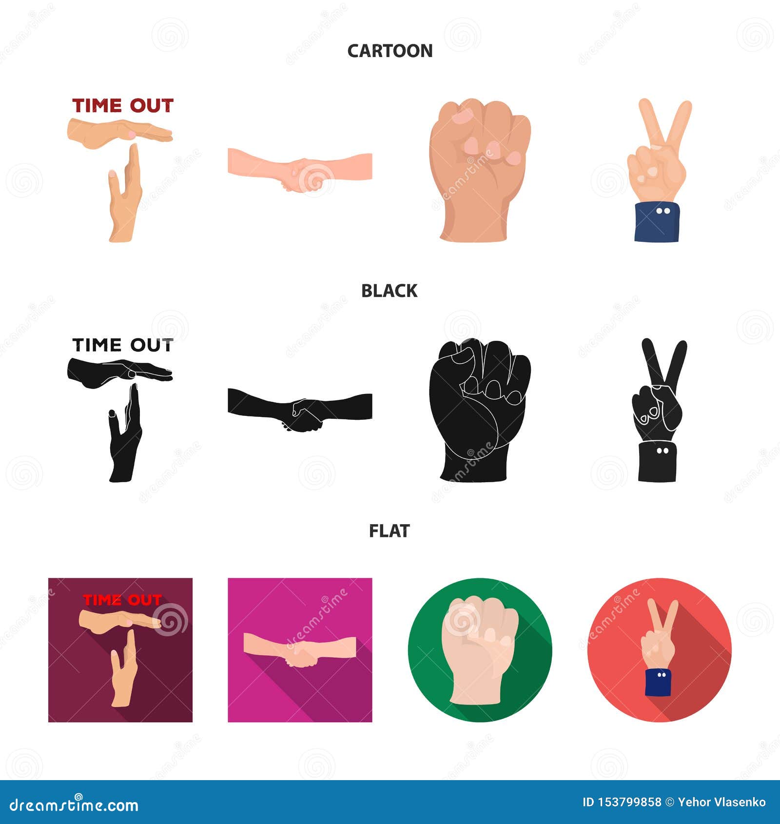 Vector Design of Animated and Thumb Icon. Set of Animated and Gesture ...
