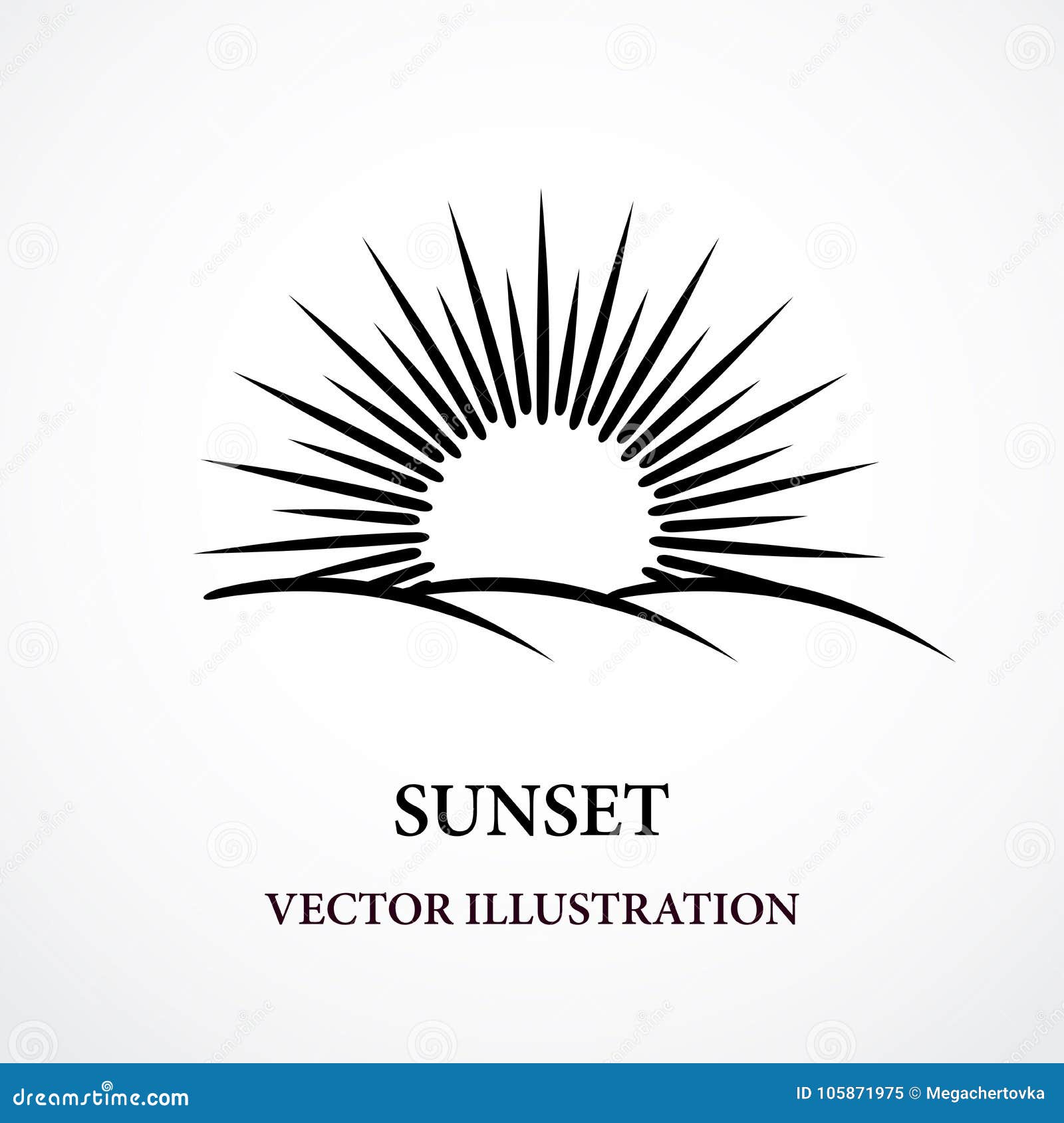 Contour Stylized Sunset in Waves Stock Vector - Illustration of drawing ...