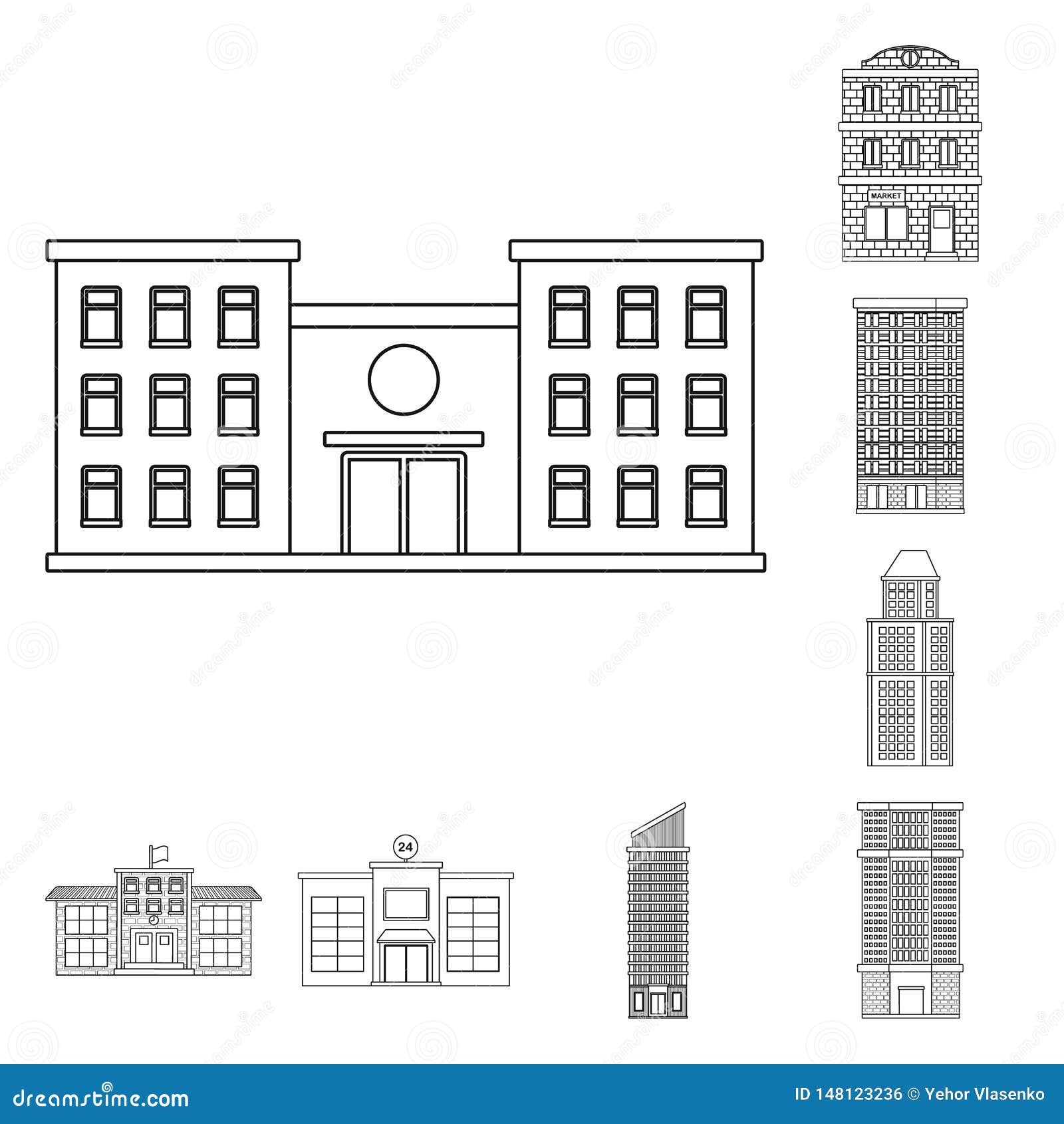 Vector Design of Architecture and Exterior Symbol. Collection of ...