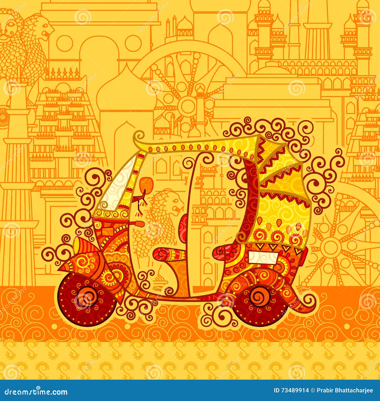 Vector Design of Auto Rickshaw on Famous Monument Backdrop Stock Vector ...