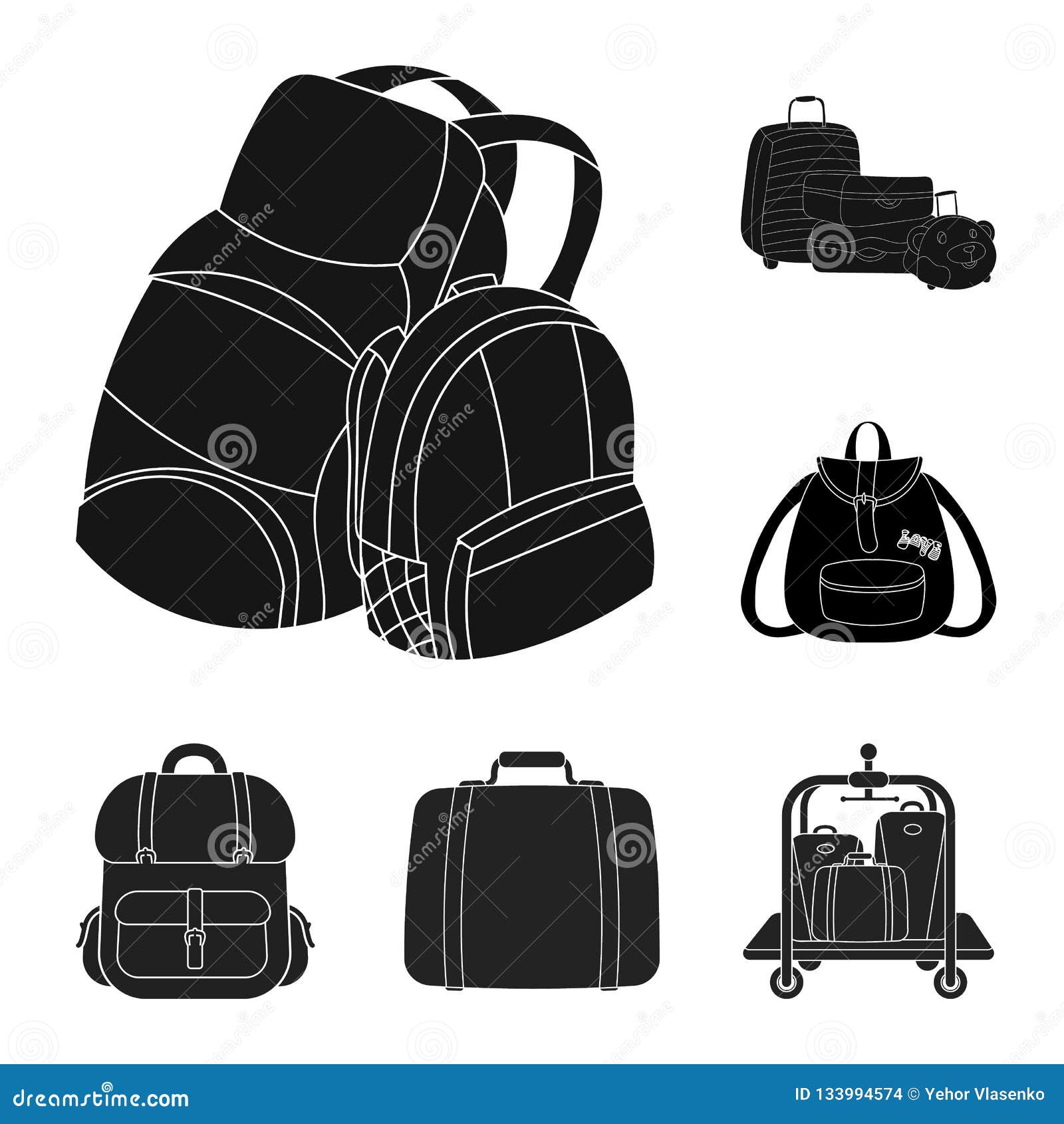 Vector Design of and Backpack Sign. Collection of and Pack Vector Icon ...