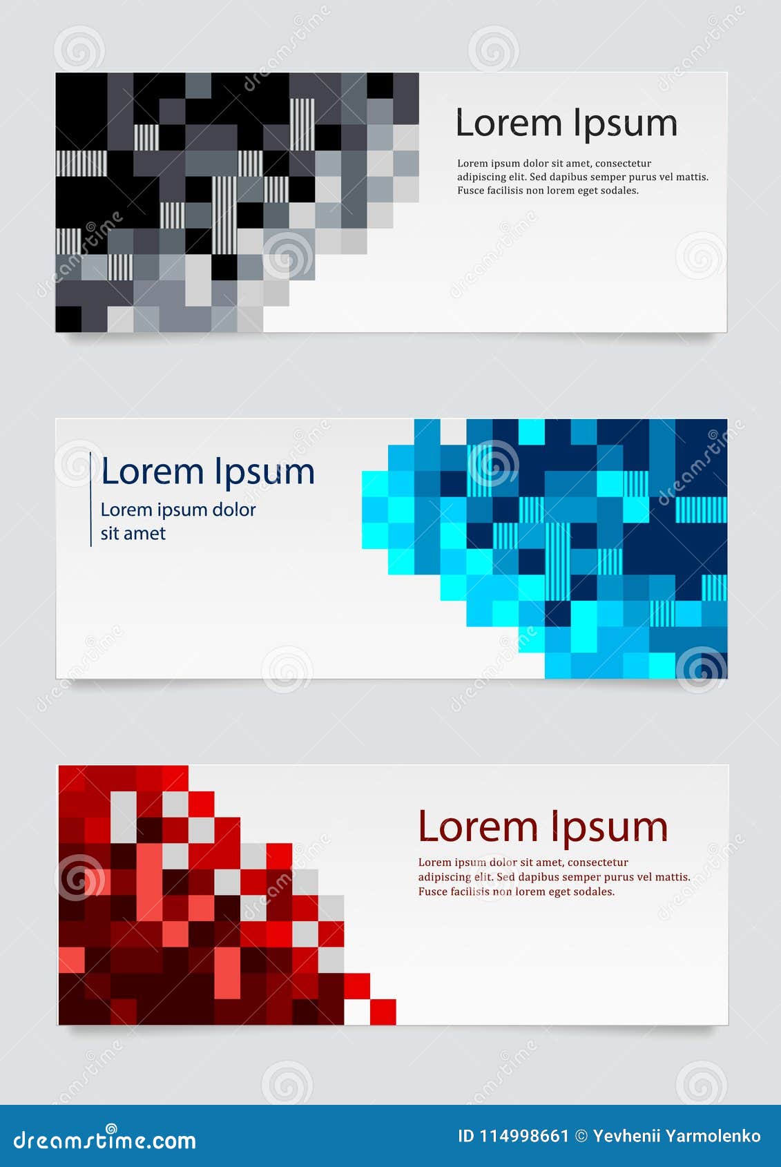 Vector Design Banner Background. Set of Horizontal Banners with Square ...