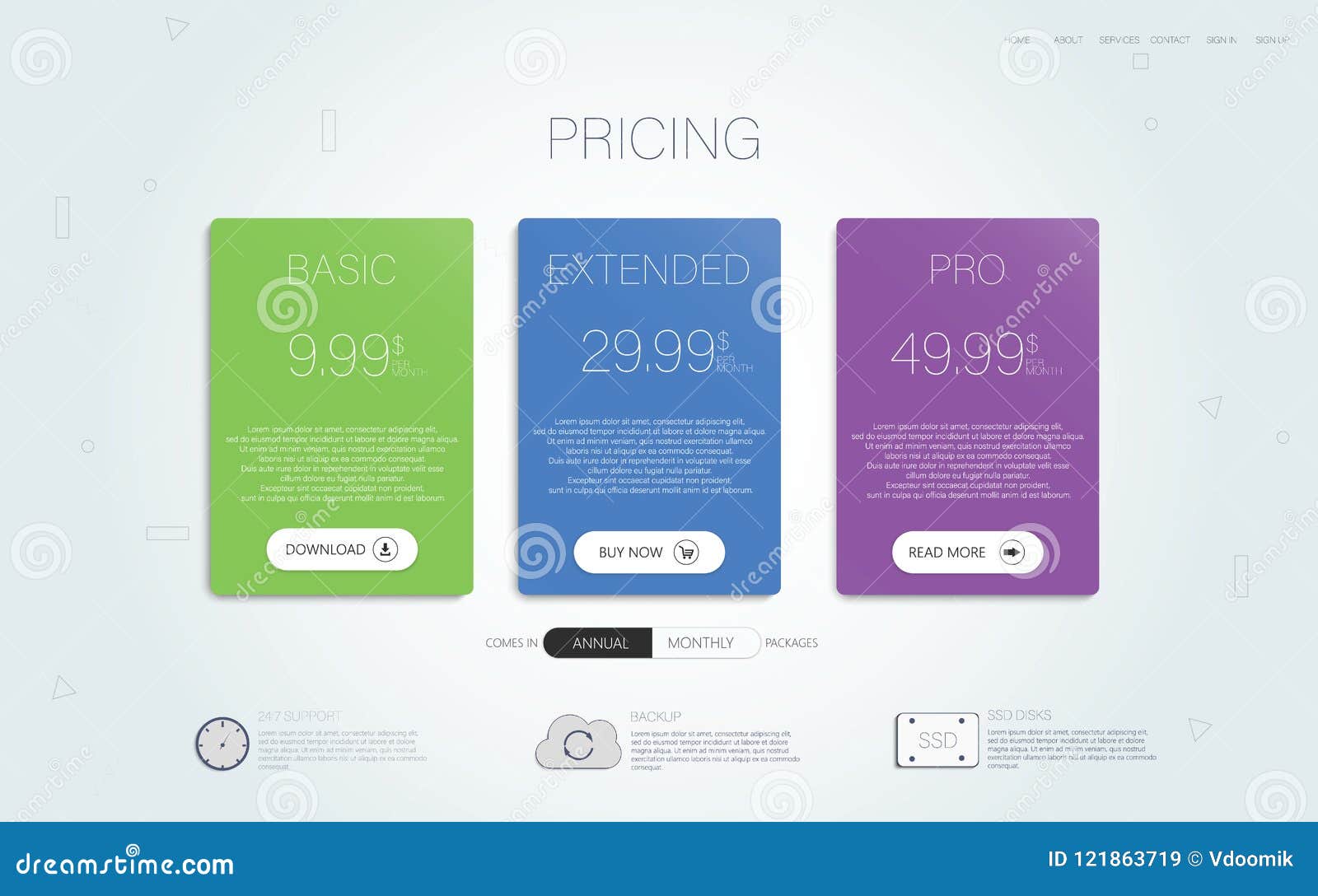 Abstract Tariffs Page or Illustration. Vector Abstract Design Banner ...