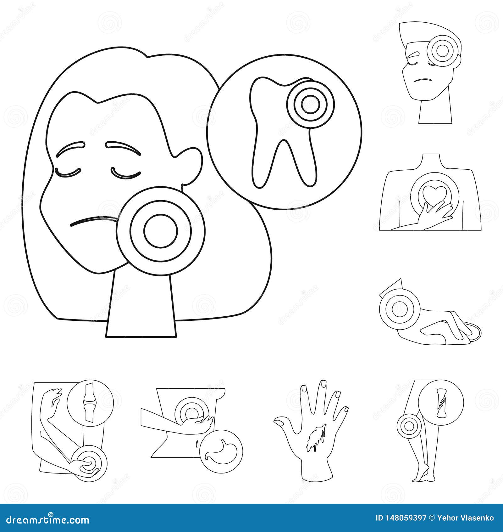 Isolated Object of Bone and Inflammation Icon. Collection of Bone and ...