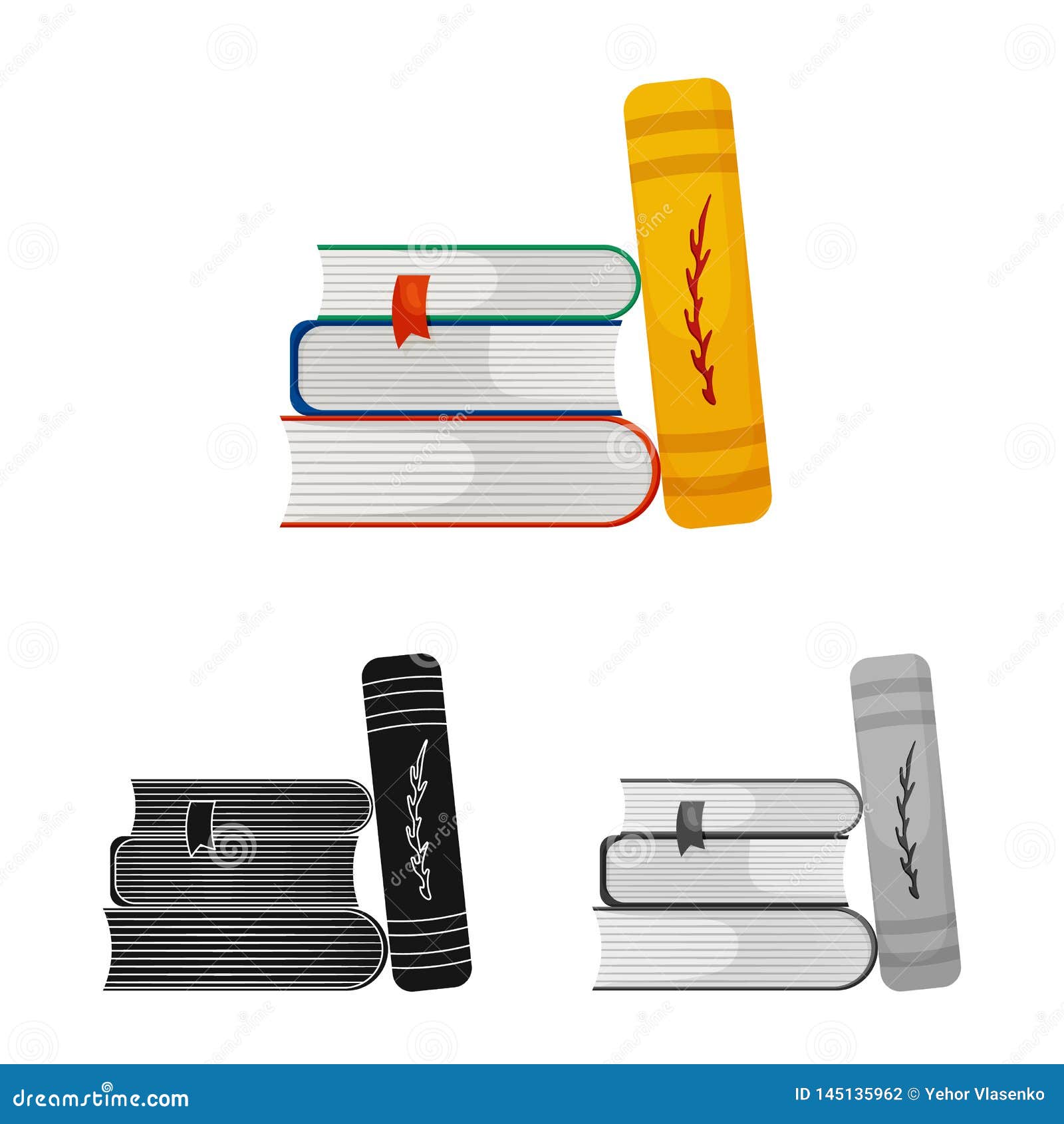 Isolated Object of Book and Stack Icon. Collection of Book and ...