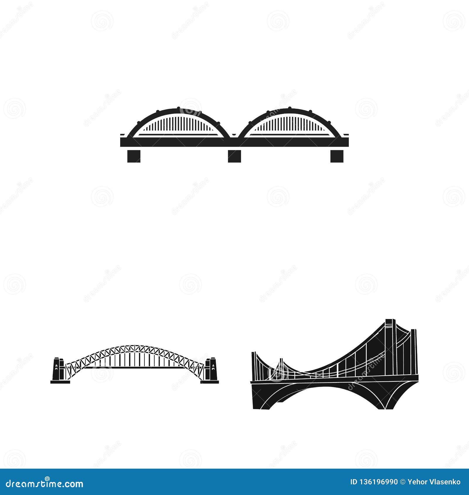 Isolated Object of Bridge and Construction Sign. Collection of Bridge ...