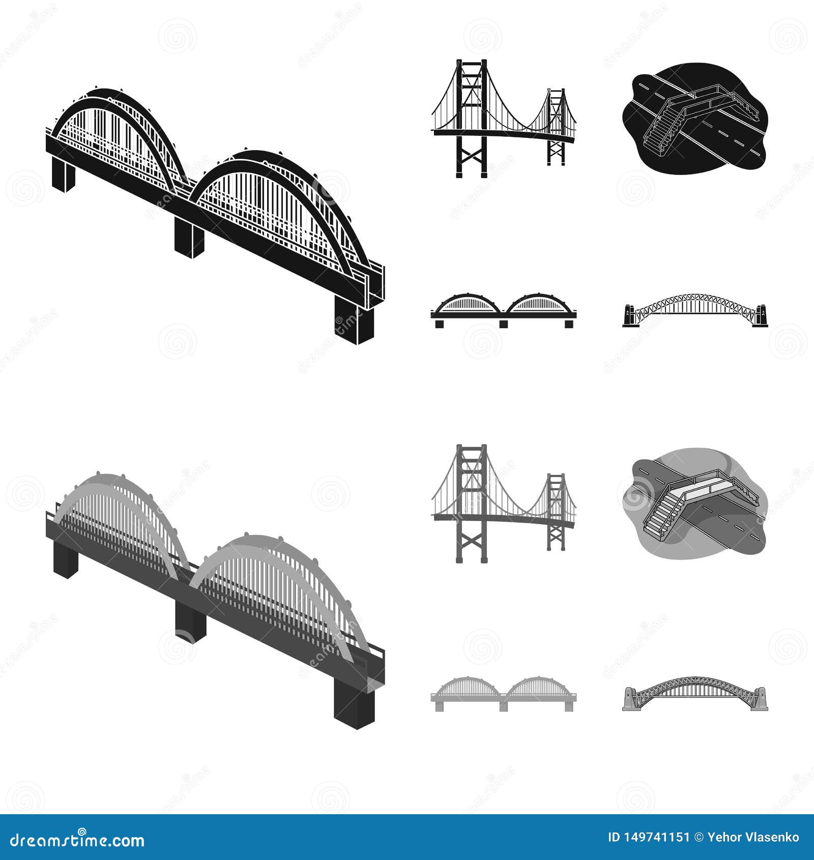 Vector Design of Bridge and Construction Sign. Collection of Bridge and ...