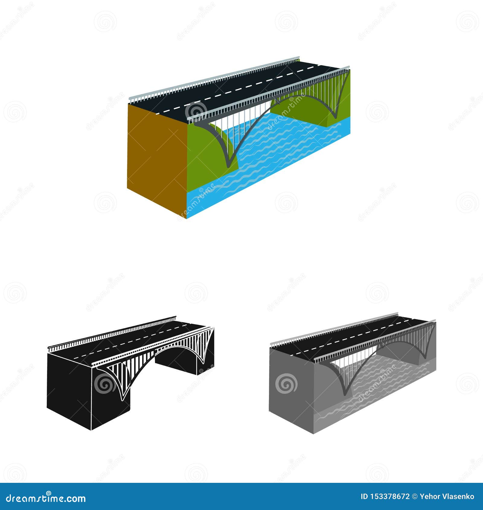 Isolated Object of Bridge and Mounted Sign. Collection of Bridge and ...