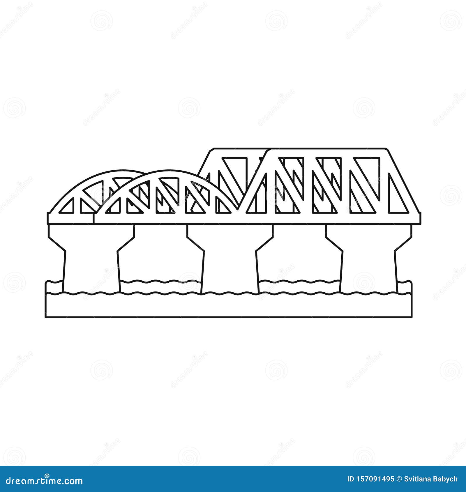 Vector Design of Bridge and River Sign. Set of Bridge and Railway Stock ...