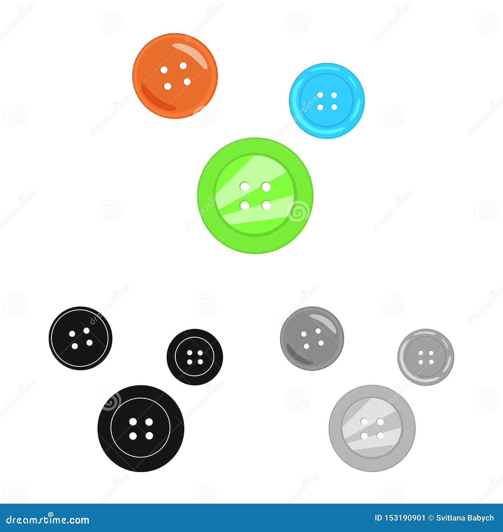 Vector Design of Button and Thread Icon. Collection of Button and Hole ...