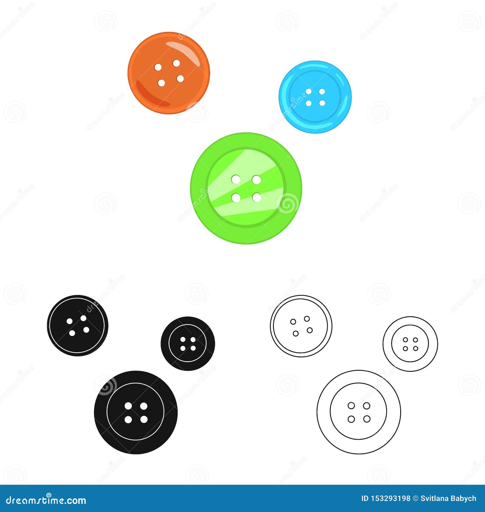 Vector Design of Button and Thread Icon. Set of Button and Hole Stock ...