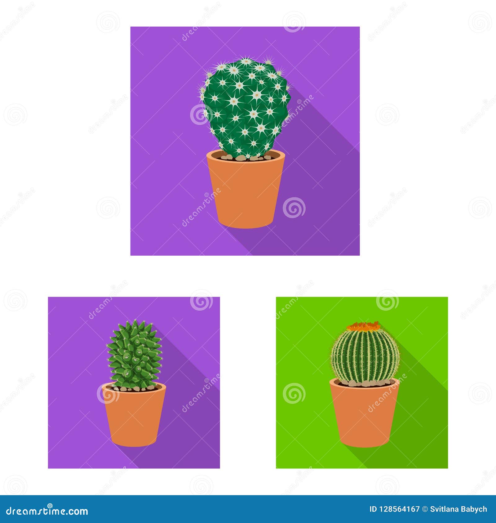 Vector Design of Cactus and Pot Symbol. Collection of Cactus and Cacti ...