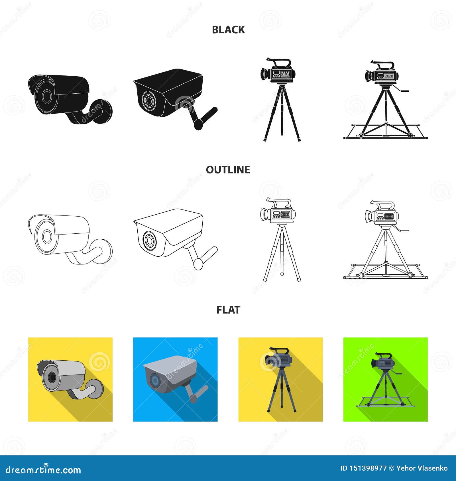 Vector Design of Camcorder and Camera Icon. Collection of Camcorder and ...