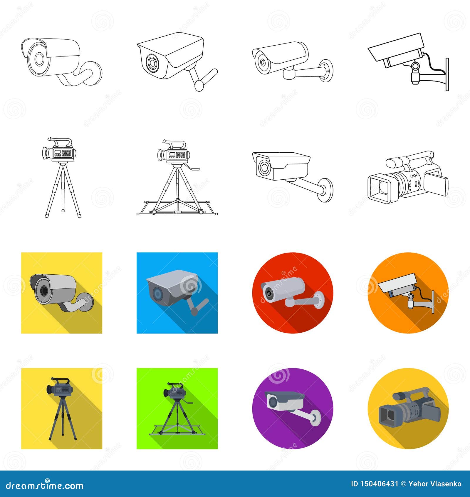 Isolated Object of Camcorder and Camera Logo. Collection of Camcorder ...