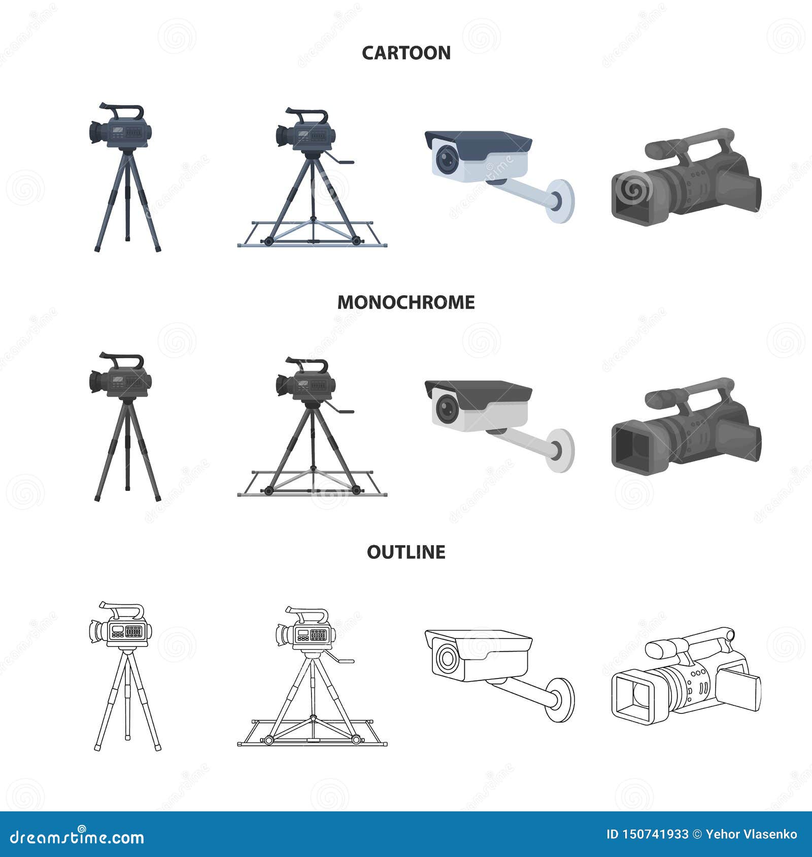 Vector Design of Camcorder and Camera Sign. Set of Camcorder and ...