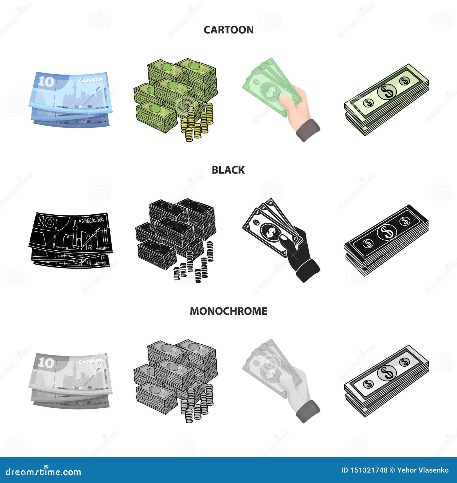 Vector Design of Cash and Currency Icon. Set of Cash and Stack Vector ...