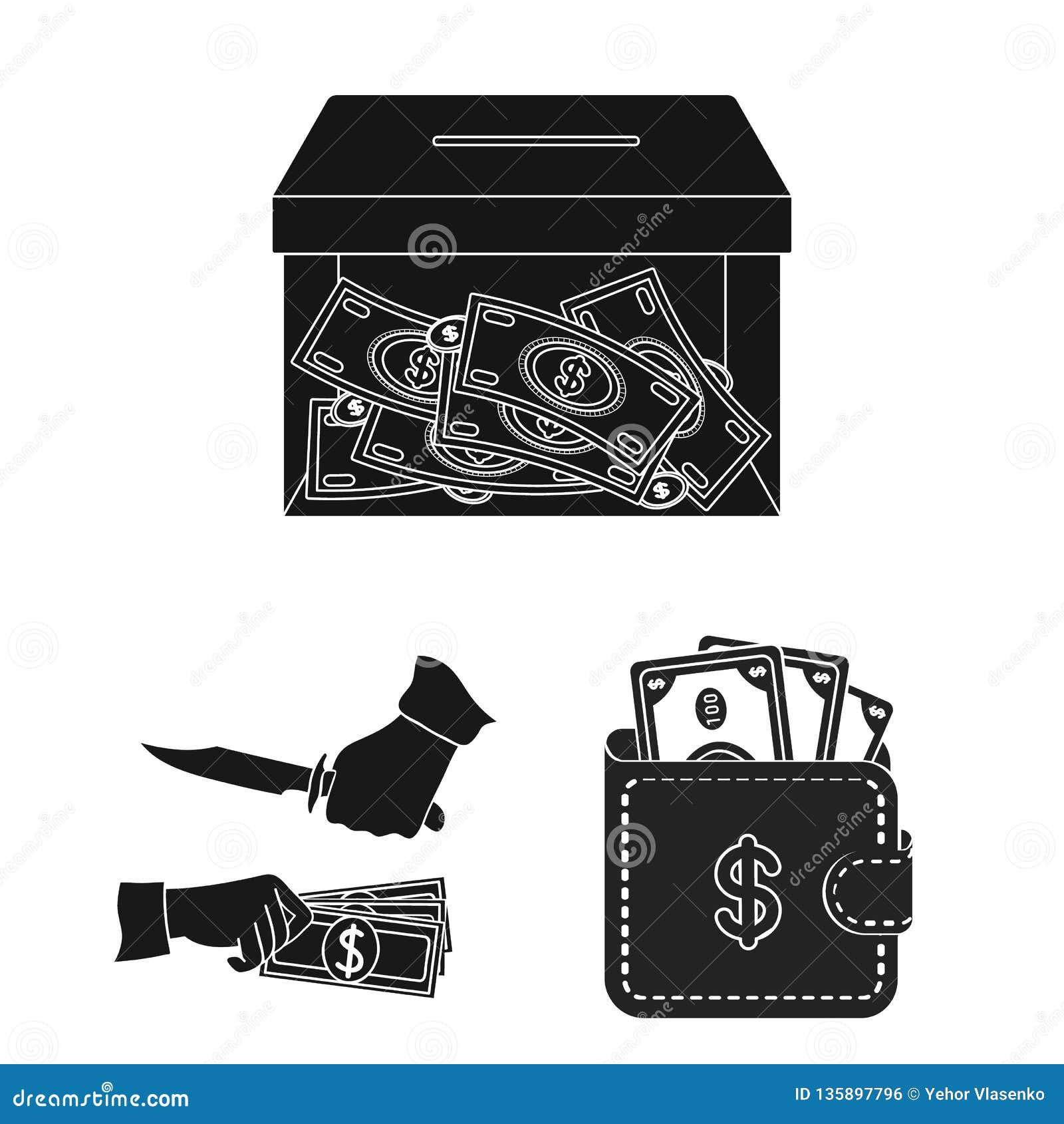 Vector Design of Cash and Currency Logo. Set of Cash and Stack Stock ...