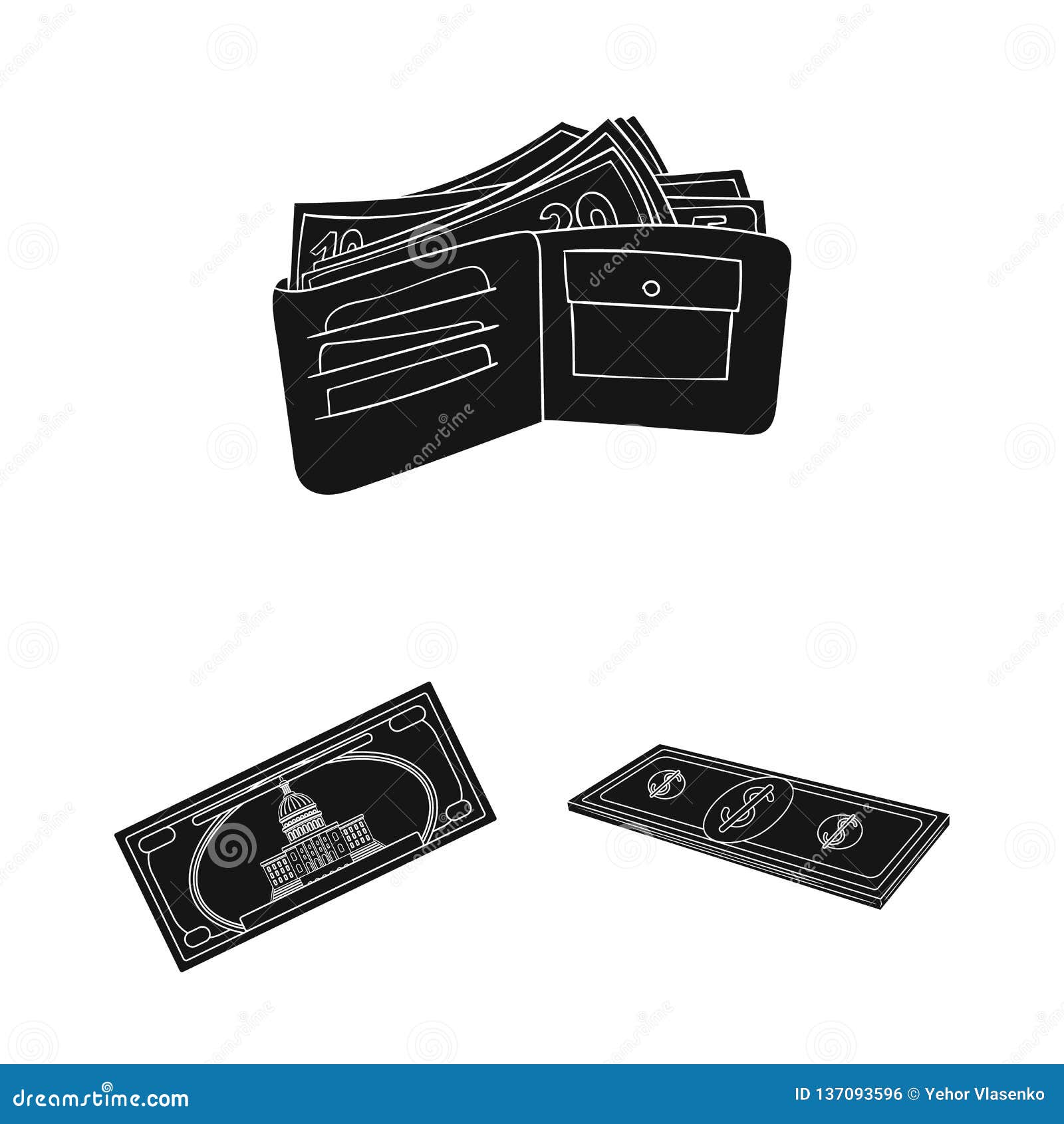 Vector Design of Cash and Currency Logo. Set of Cash and Stack Stock ...