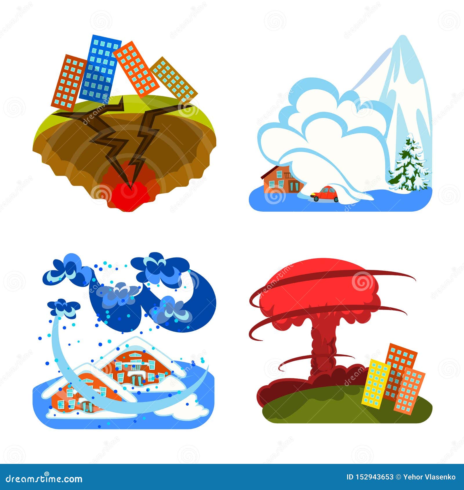 Isolated Object of Cataclysm and Disaster Sign. Collection of Cataclysm ...