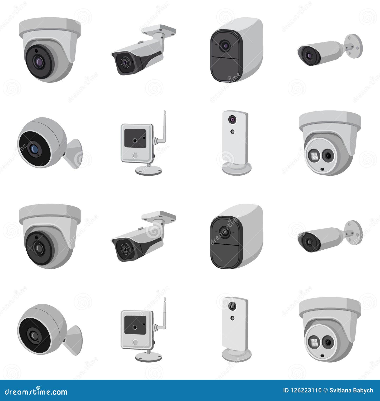 Isolated Object of Cctv and Camera Sign. Set of Cctv and System Stock ...