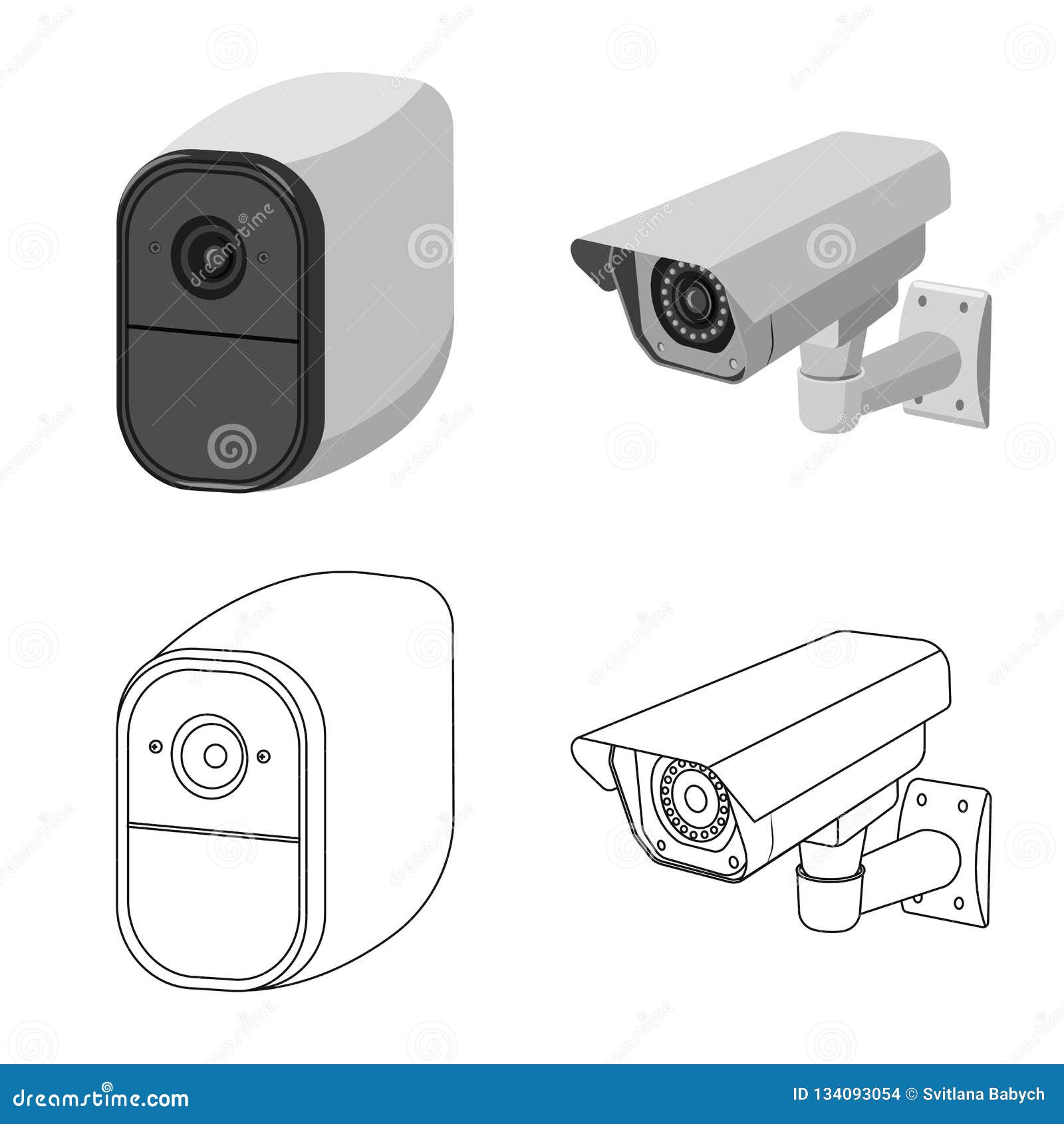 Isolated Object of Cctv and Camera Sign. Set of Cctv and System Stock ...