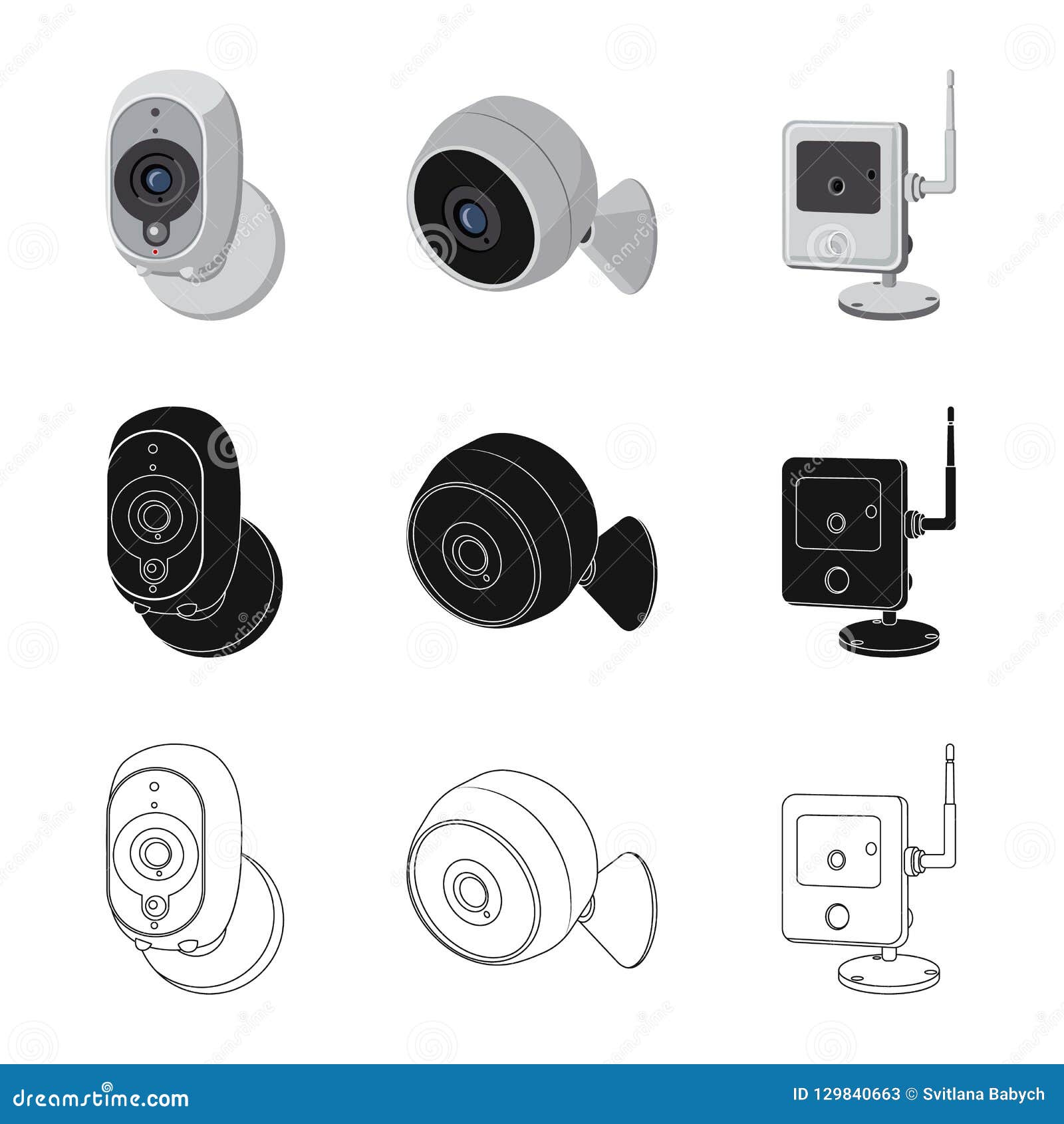 Vector Design of Cctv and Camera Sign. Set of Cctv and System Stock ...