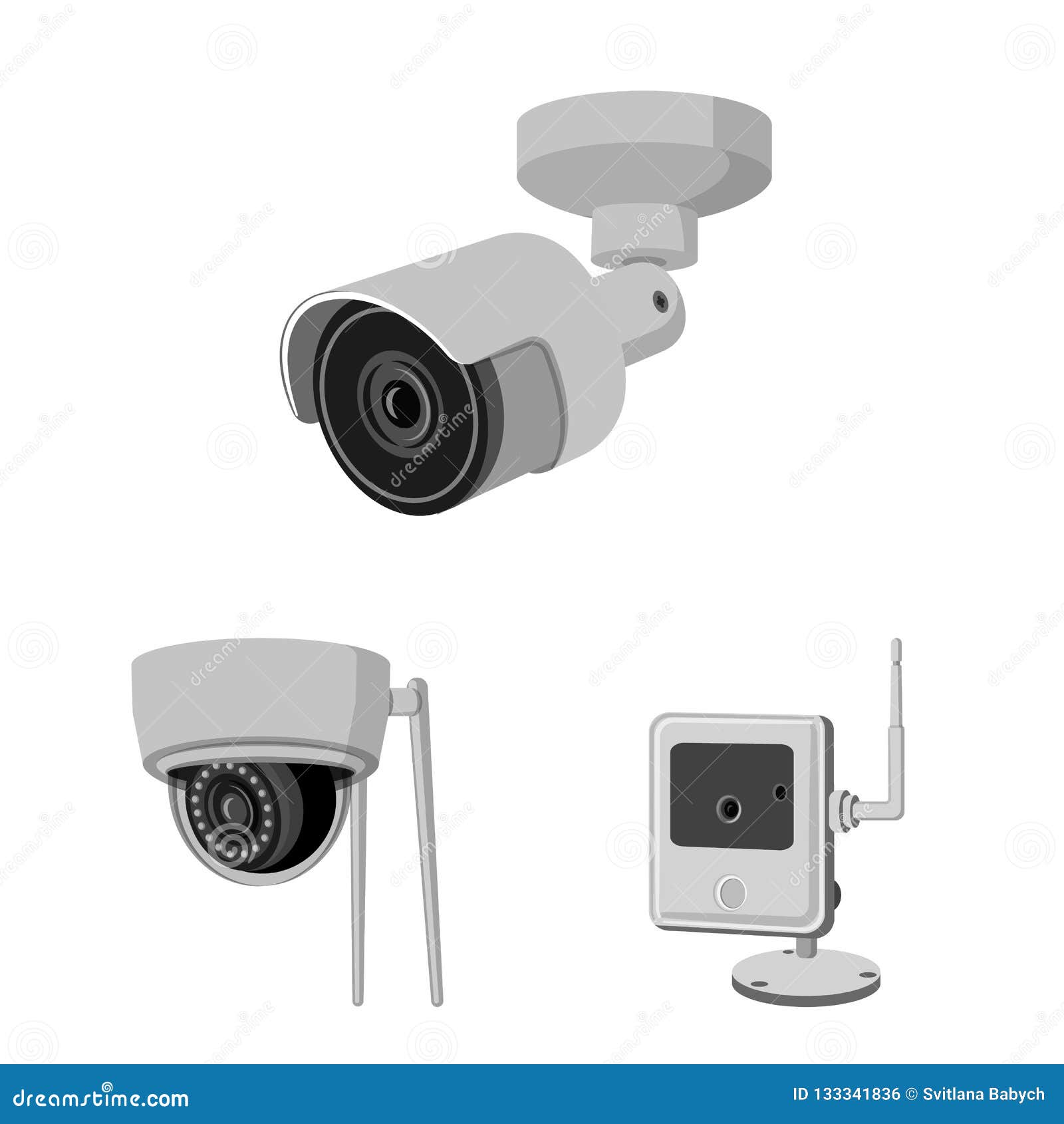 Vector Design of Cctv and Camera Sign. Set of Cctv and System Stock ...