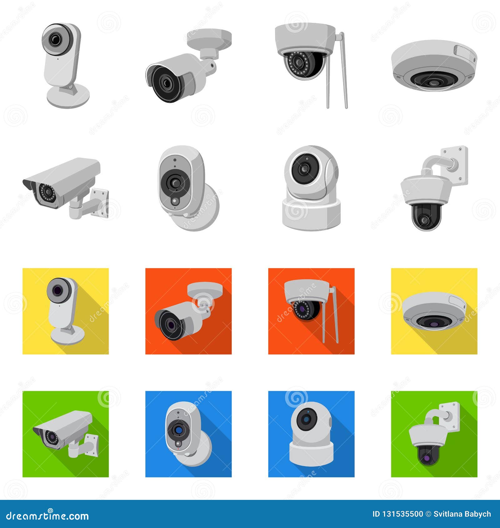 Isolated Object of Cctv and Camera Icon. Set of Cctv and System Stock ...
