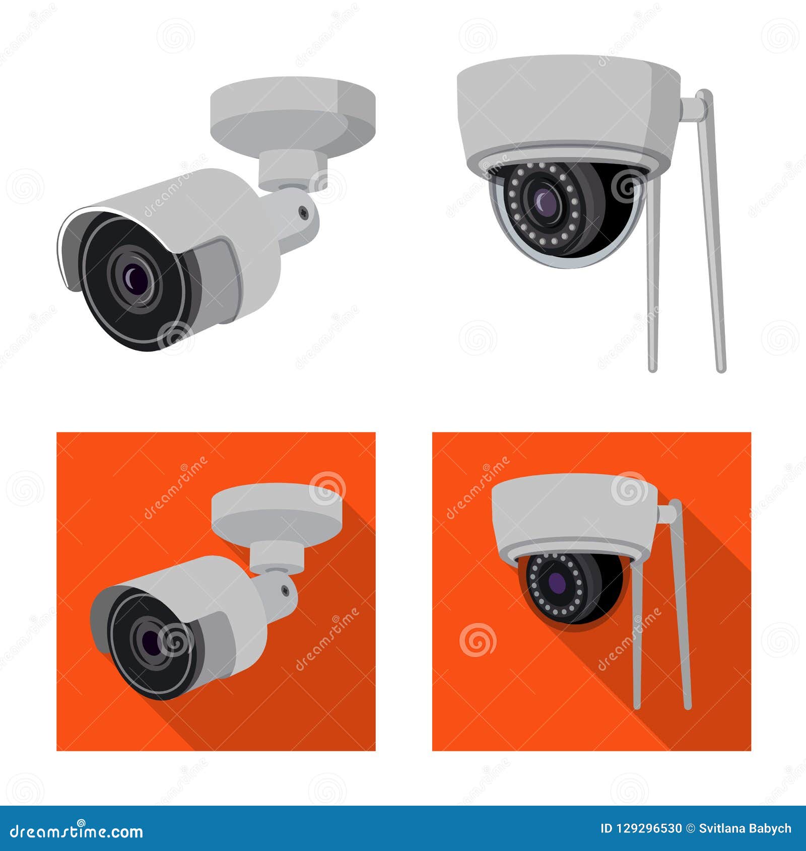 Isolated Object of Cctv and Camera Icon. Collection of Cctv and System ...