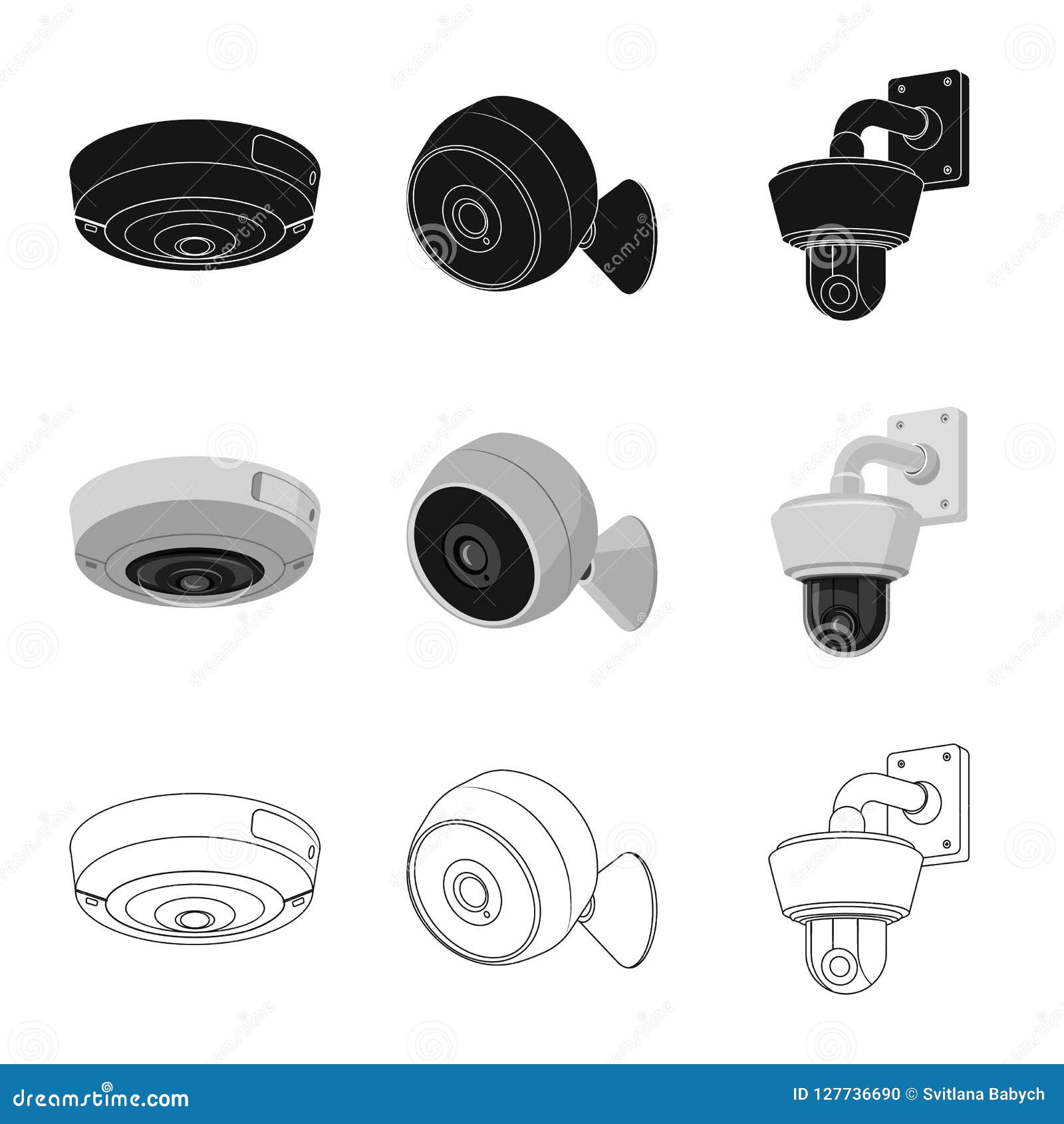 Vector Design of Cctv and Camera Symbol. Set of Cctv and System Stock ...
