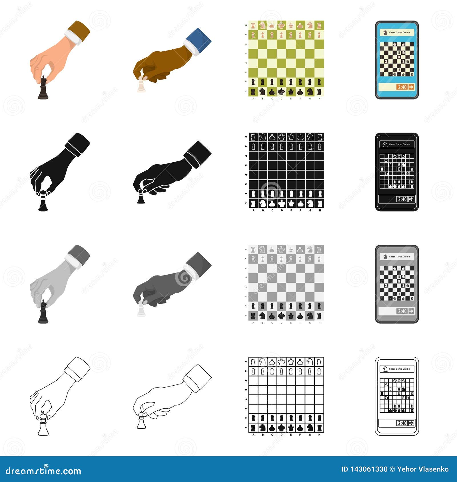 Isolated Object of Checkmate and Thin Logo. Set of Checkmate and Target ...