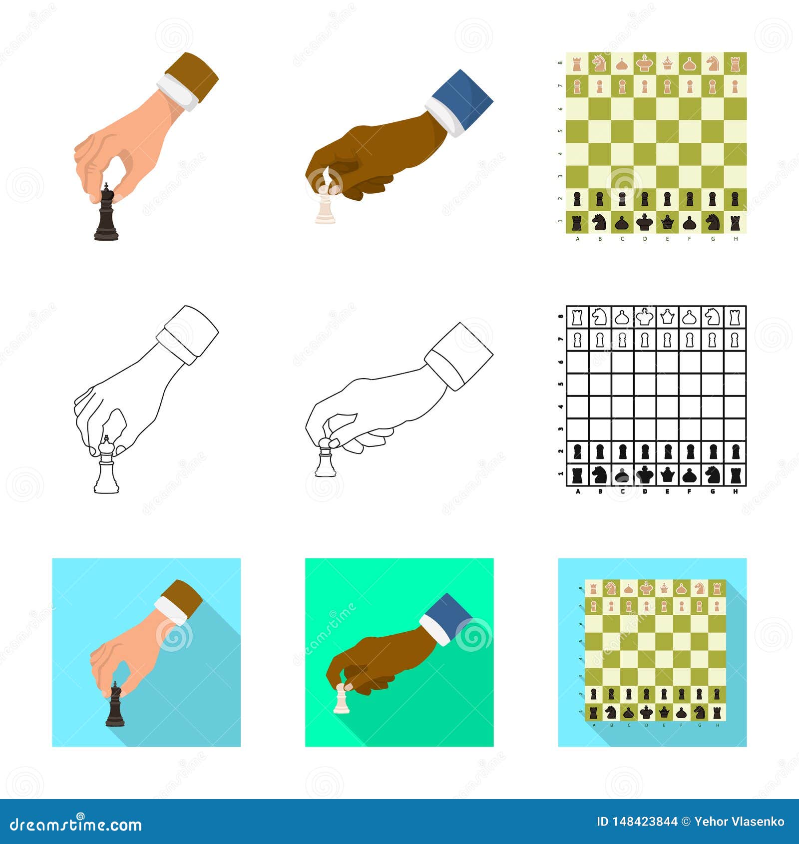 Vector Design of Checkmate and Thin Icon. Set of Checkmate and Target ...