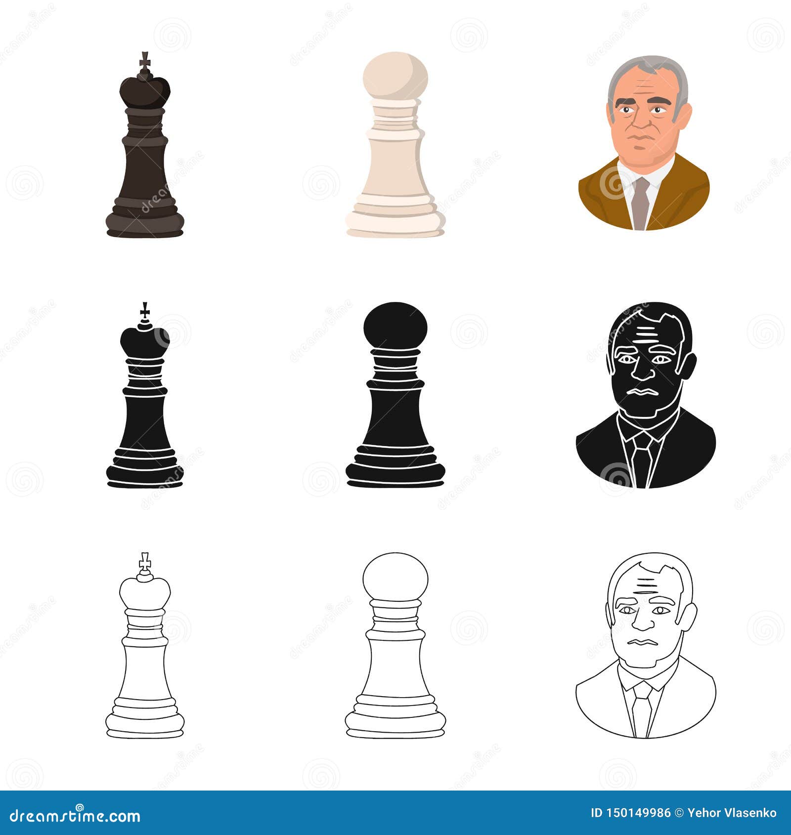 Vector Design of Checkmate and Thin Icon. Set of Checkmate and Target ...