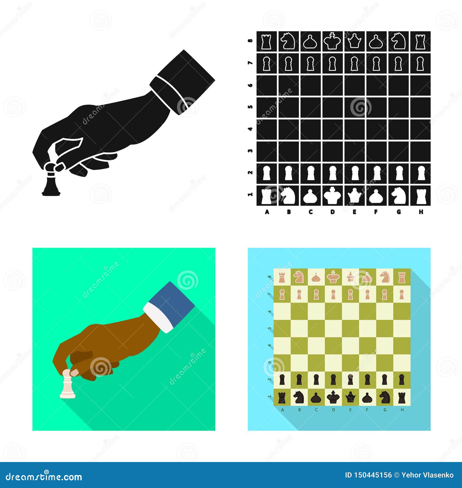 Vector Design of Checkmate and Thin Icon. Set of Checkmate and Target ...