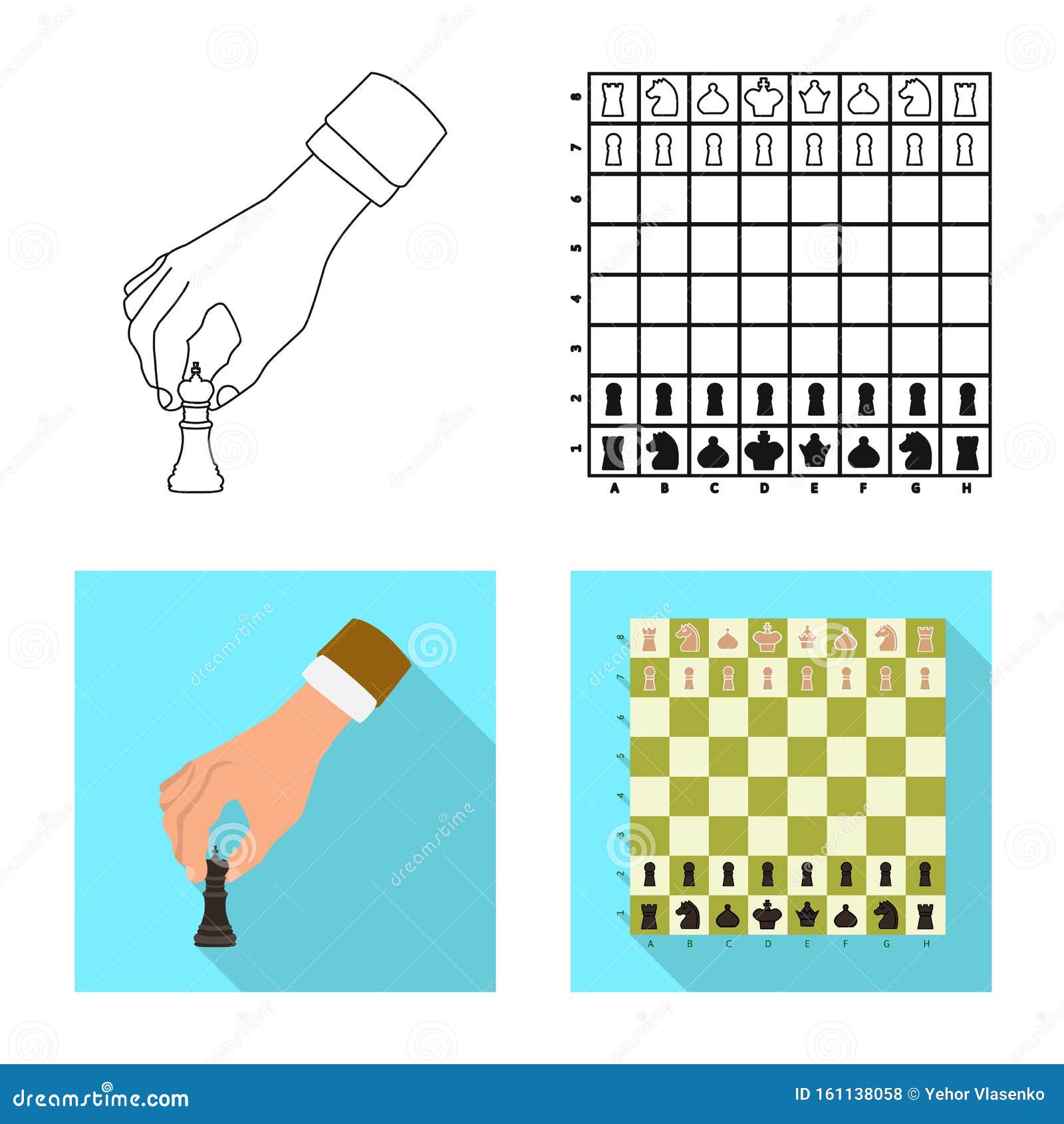 Vector Design of Checkmate and Thin Icon. Set of Checkmate and Target ...