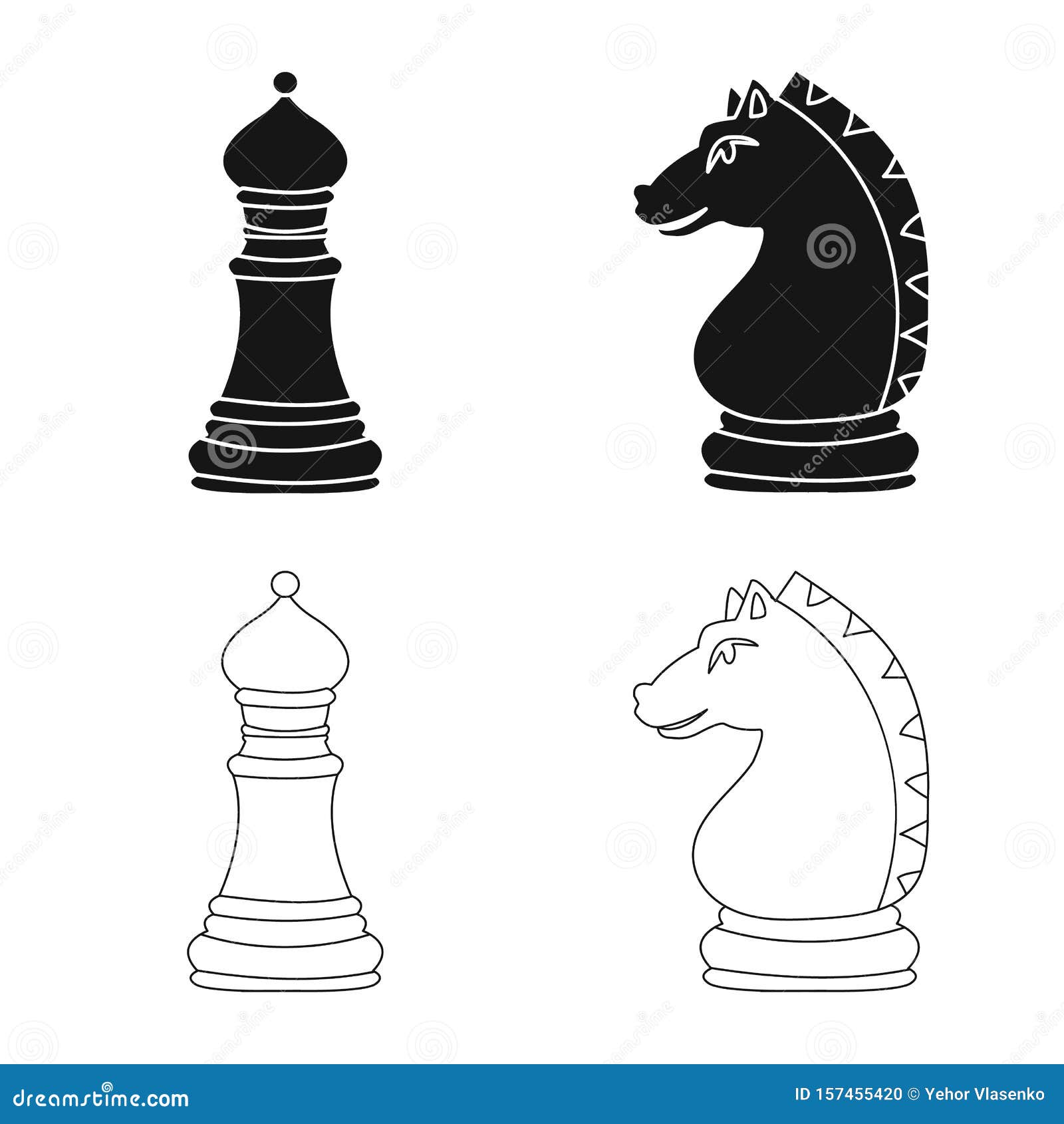 Vector Design of Checkmate and Thin Icon. Set of Checkmate and Target ...