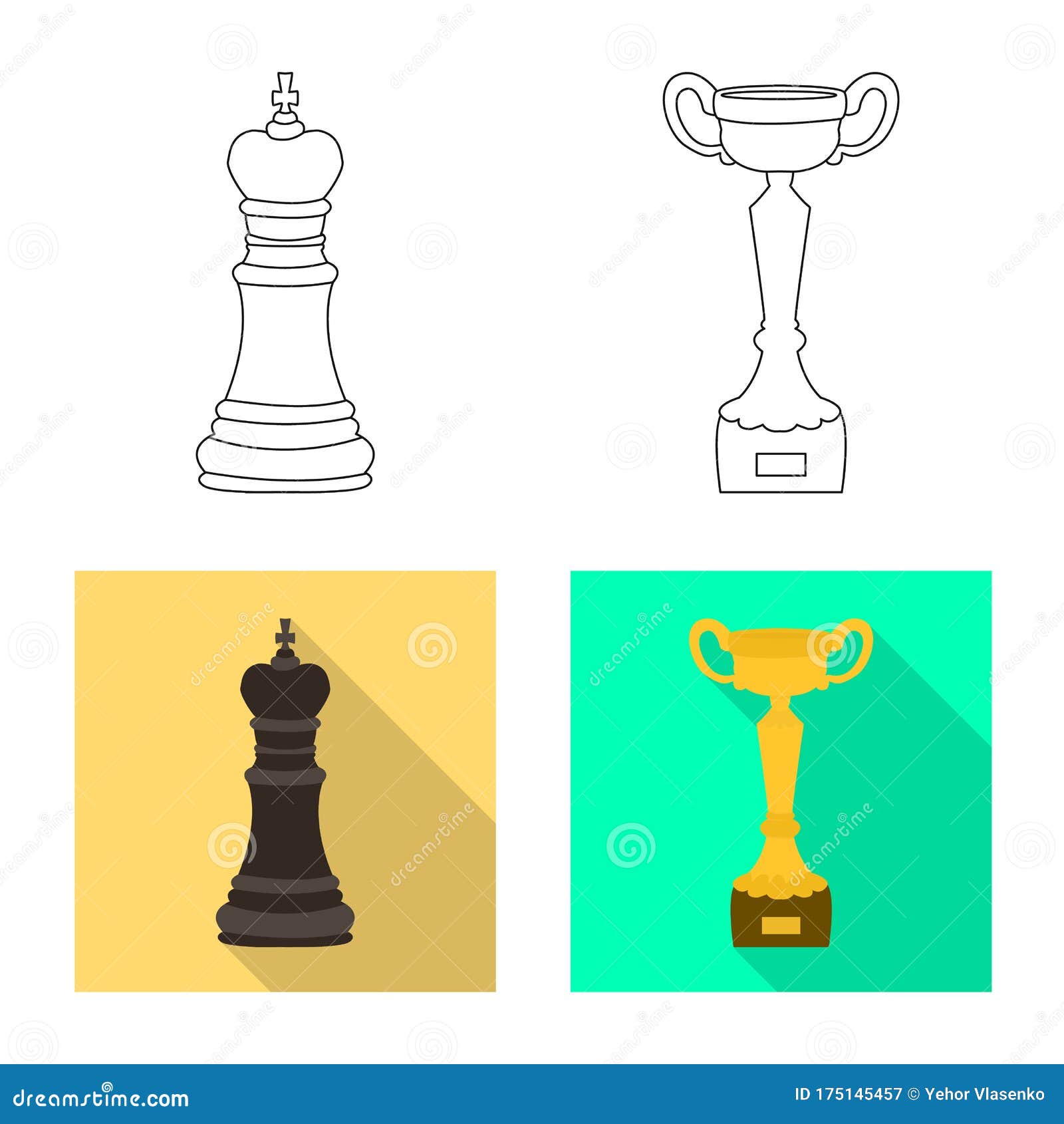 Vector Design of Checkmate and Thin Icon. Set of Checkmate and Target ...