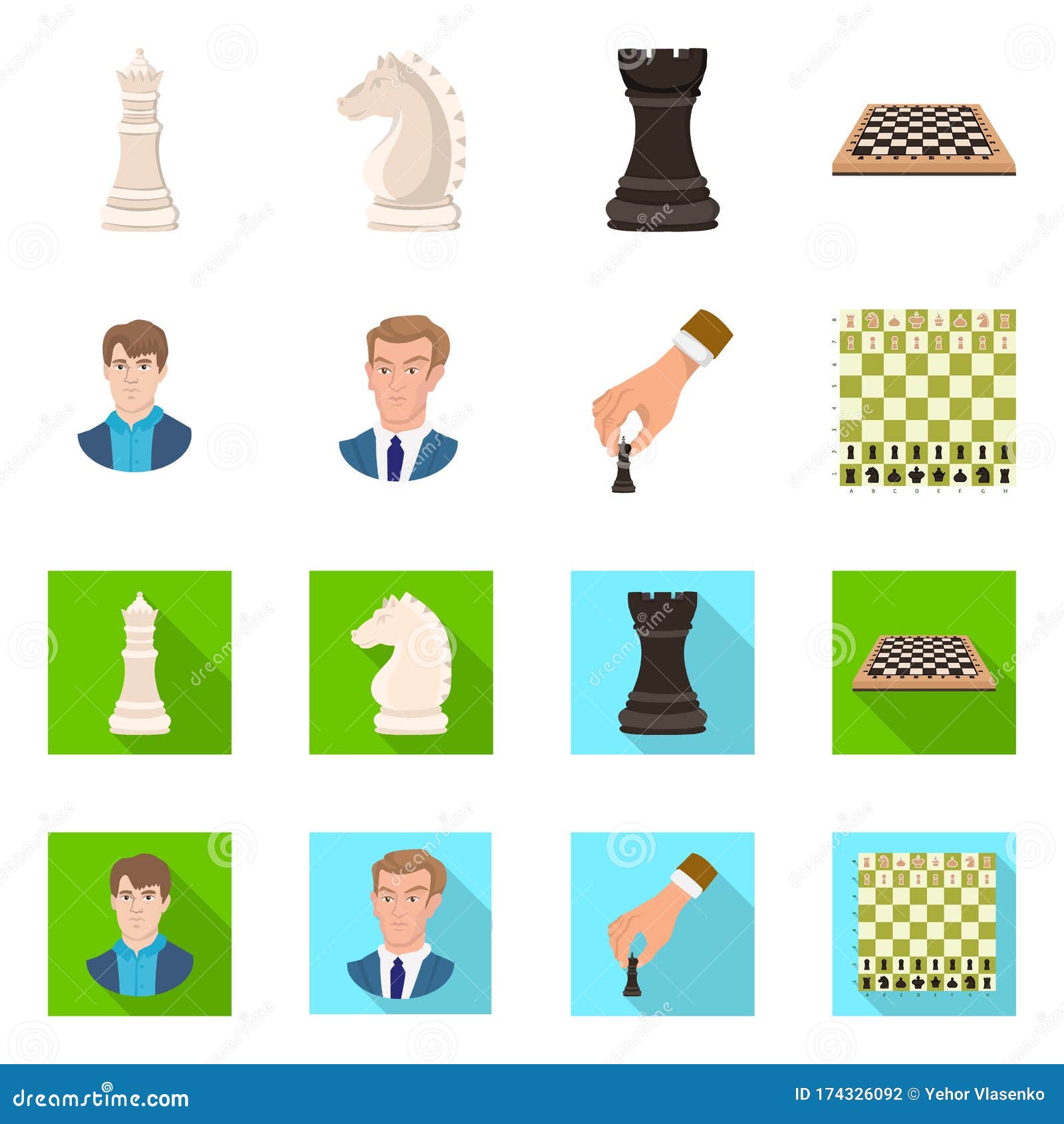 Vector Design of Checkmate and Thin Icon. Set of Checkmate and Target ...