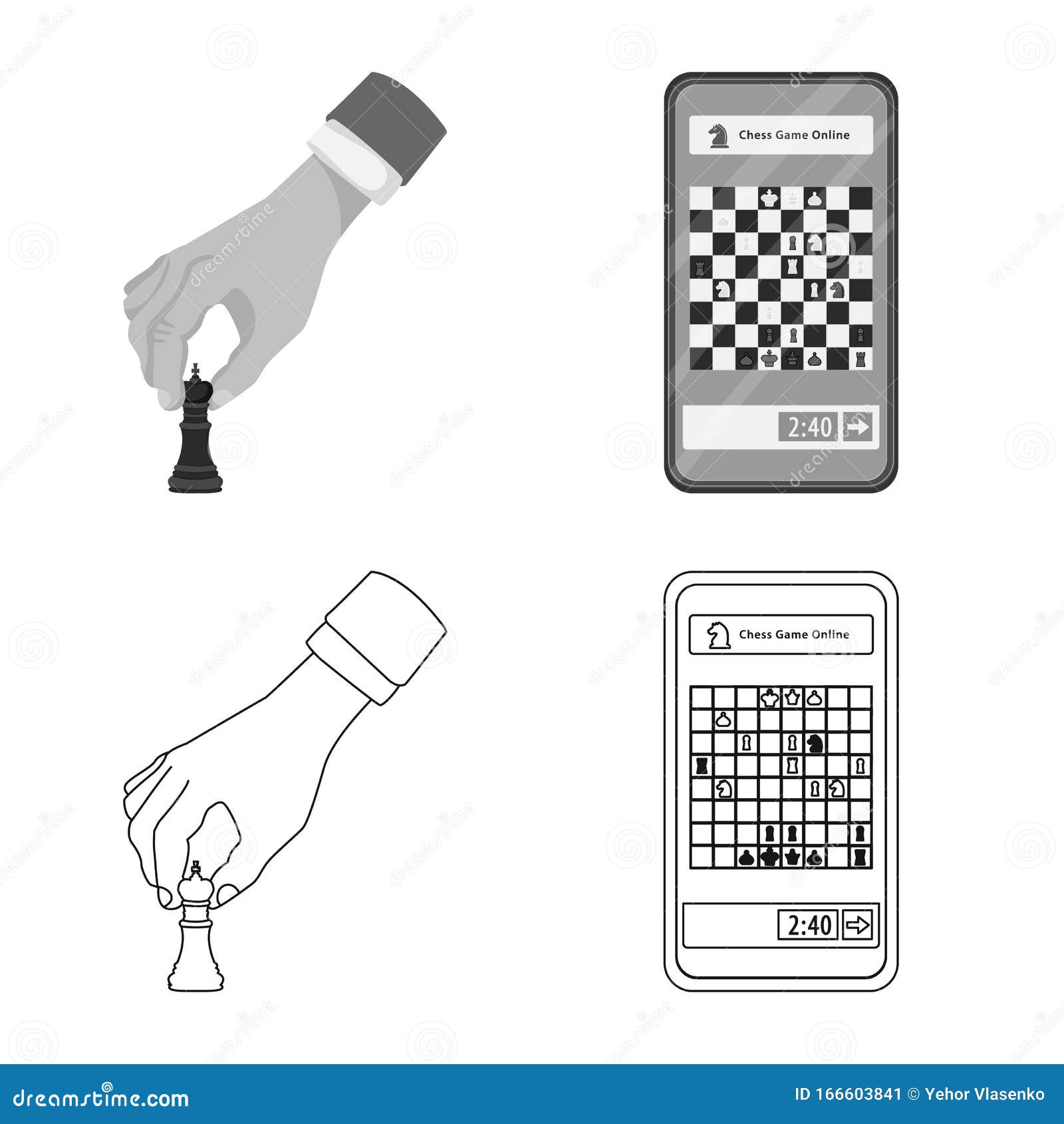 Vector Design of Checkmate and Thin Symbol. Set of Checkmate and Target ...