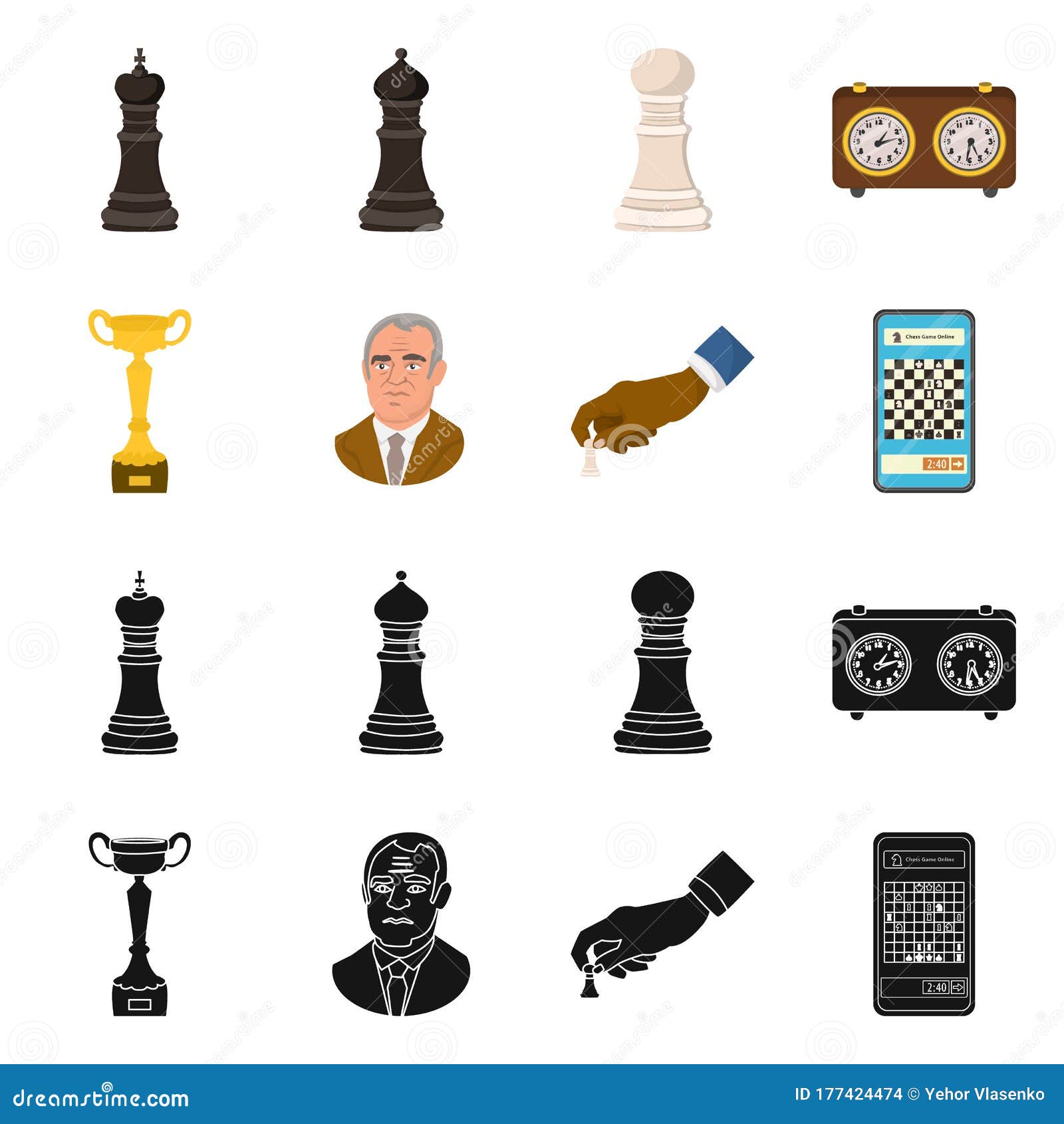 Vector Design of Checkmate and Thin Symbol. Set of Checkmate and Target ...