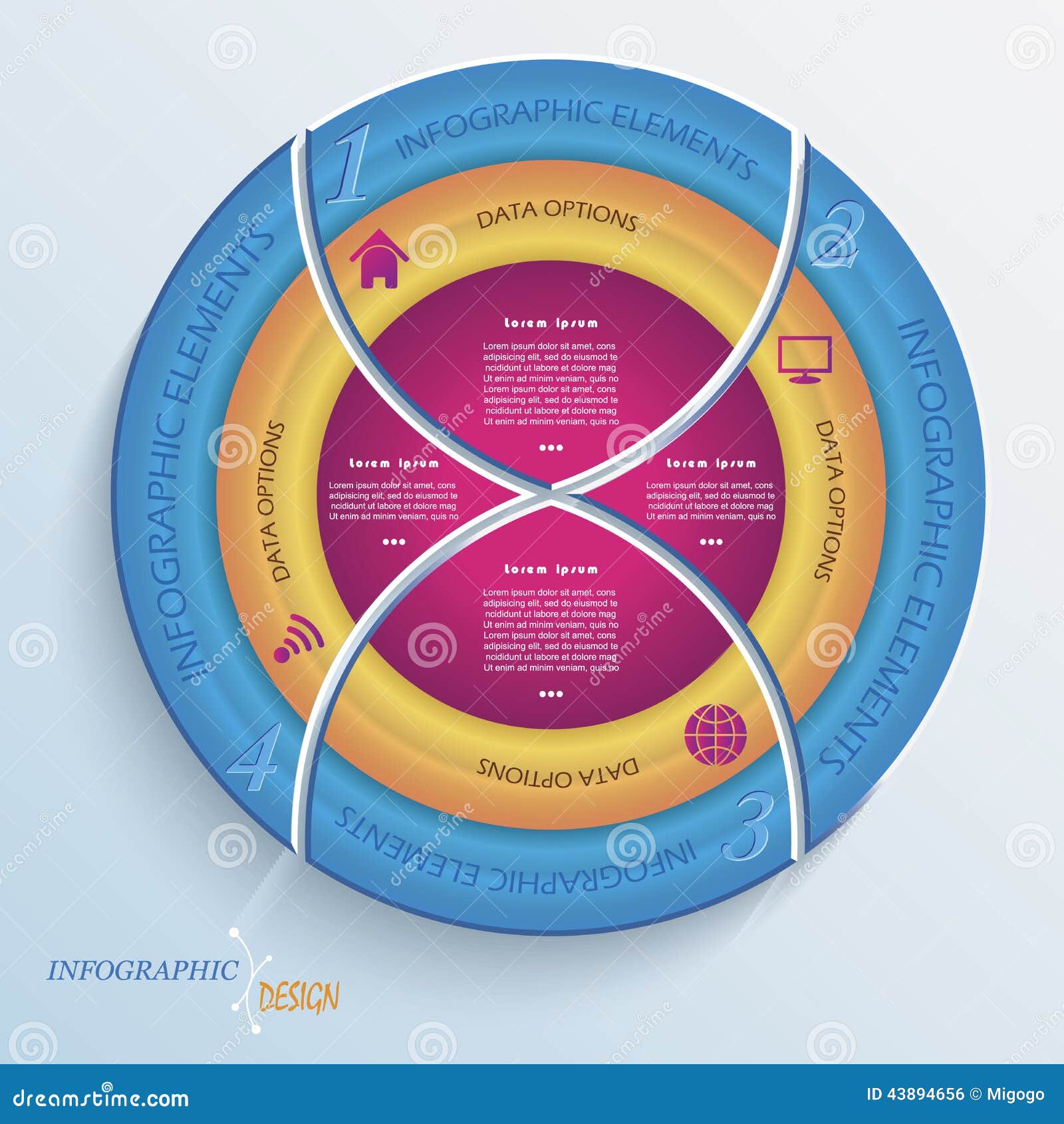 Vector Design Circle Infographic with Four Segments Stock Illustration ...