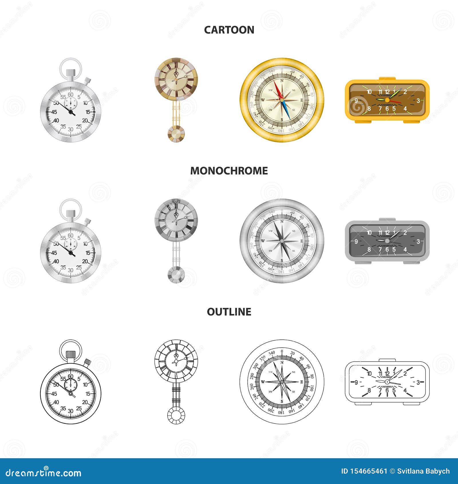 Vector Design of Clock and Time Symbol. Set of Clock and Circle Stock ...