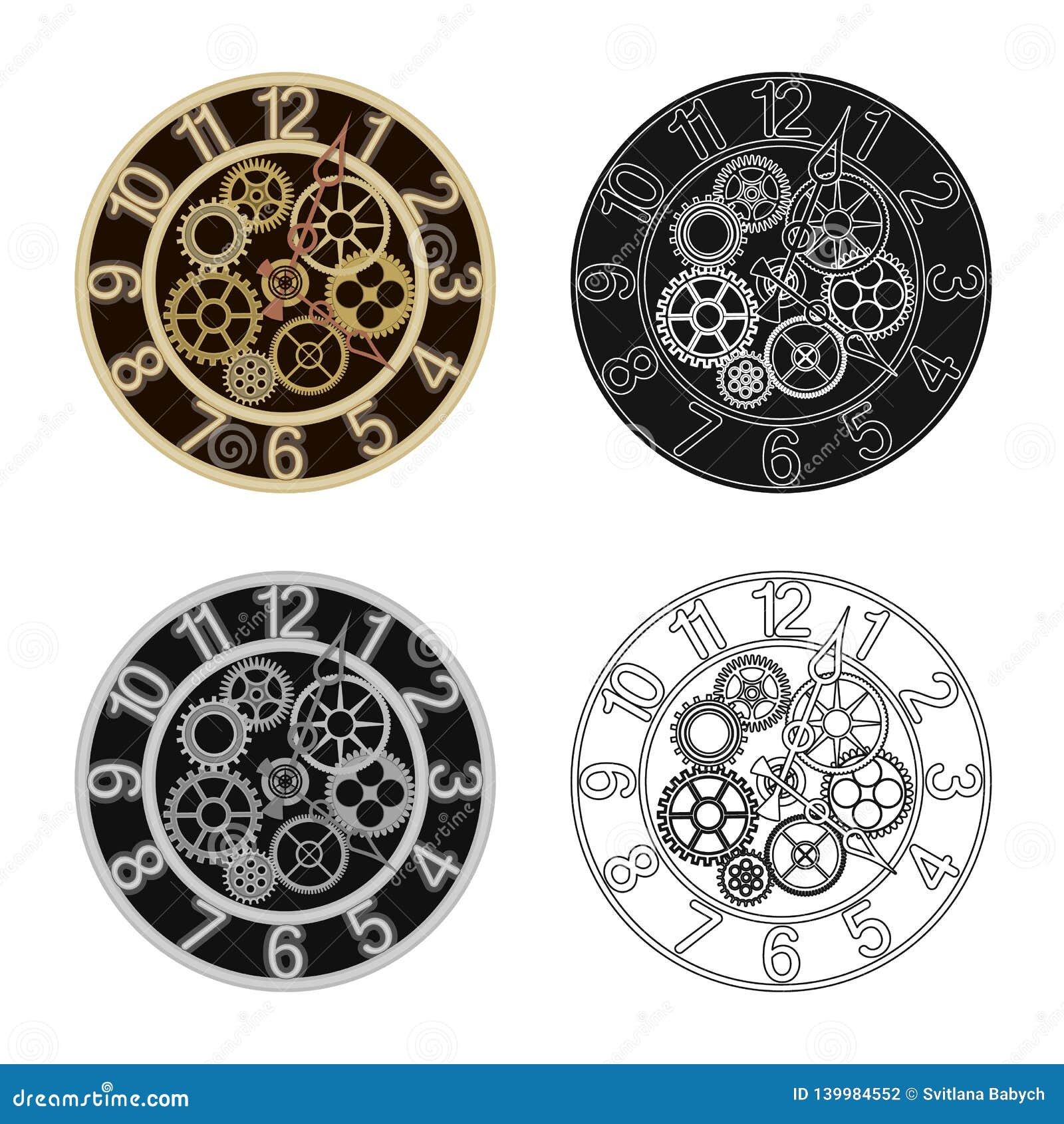 Vector Design of Clock and Time Symbol. Set of Clock and Circle Vector ...