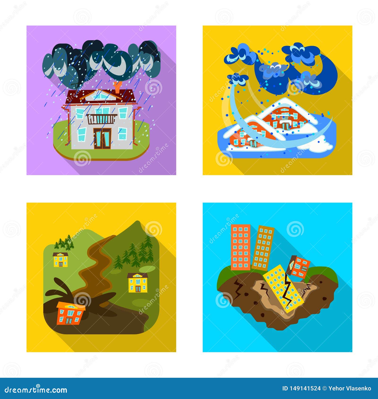 Vector Design of Collapse and Environment Sign. Set of Collapse and ...